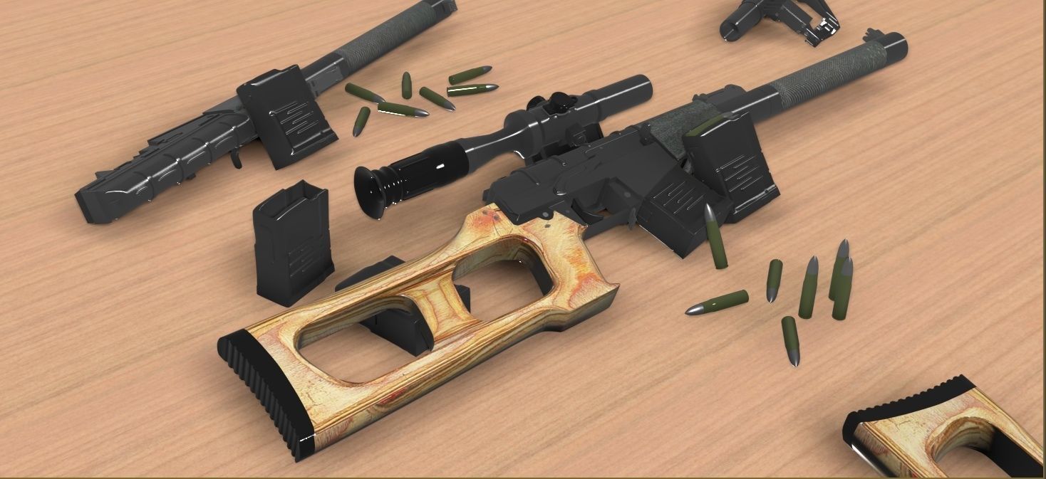3D model Soviet Special Sniper Rifle VSS AKA Vintorez VR / AR / low ...