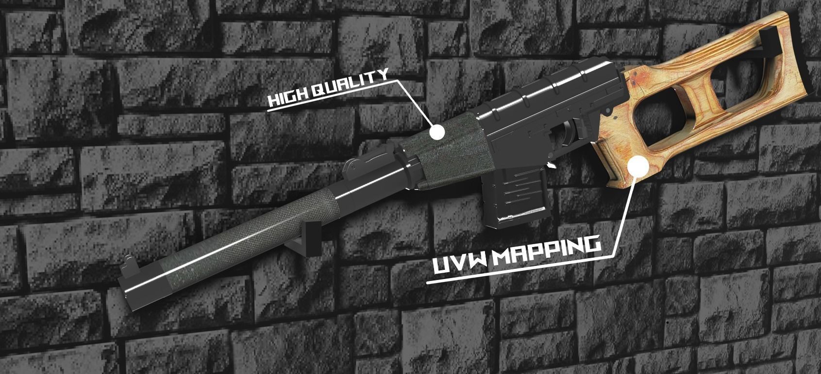 3D model Soviet Special Sniper Rifle VSS AKA Vintorez VR / AR / low ...