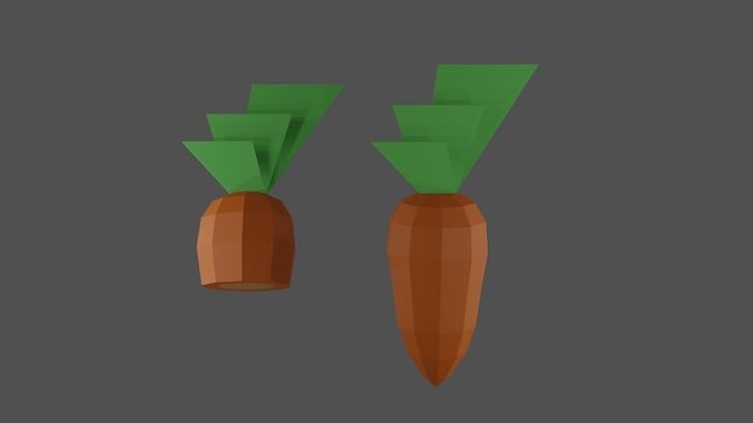 Carrot low-poly pair of pineapples free 3D model | CGTrader