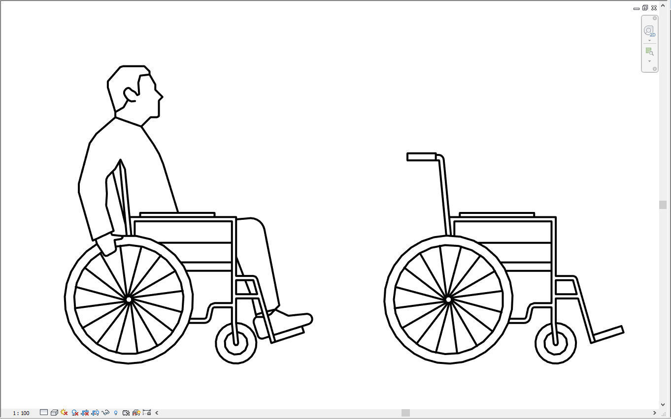 3D model Wheelchair with and without person - Revit family VR / AR ...