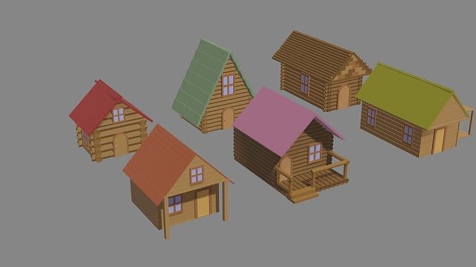3D model Low Poly Forest Houses Pack VR / AR / low-poly | CGTrader