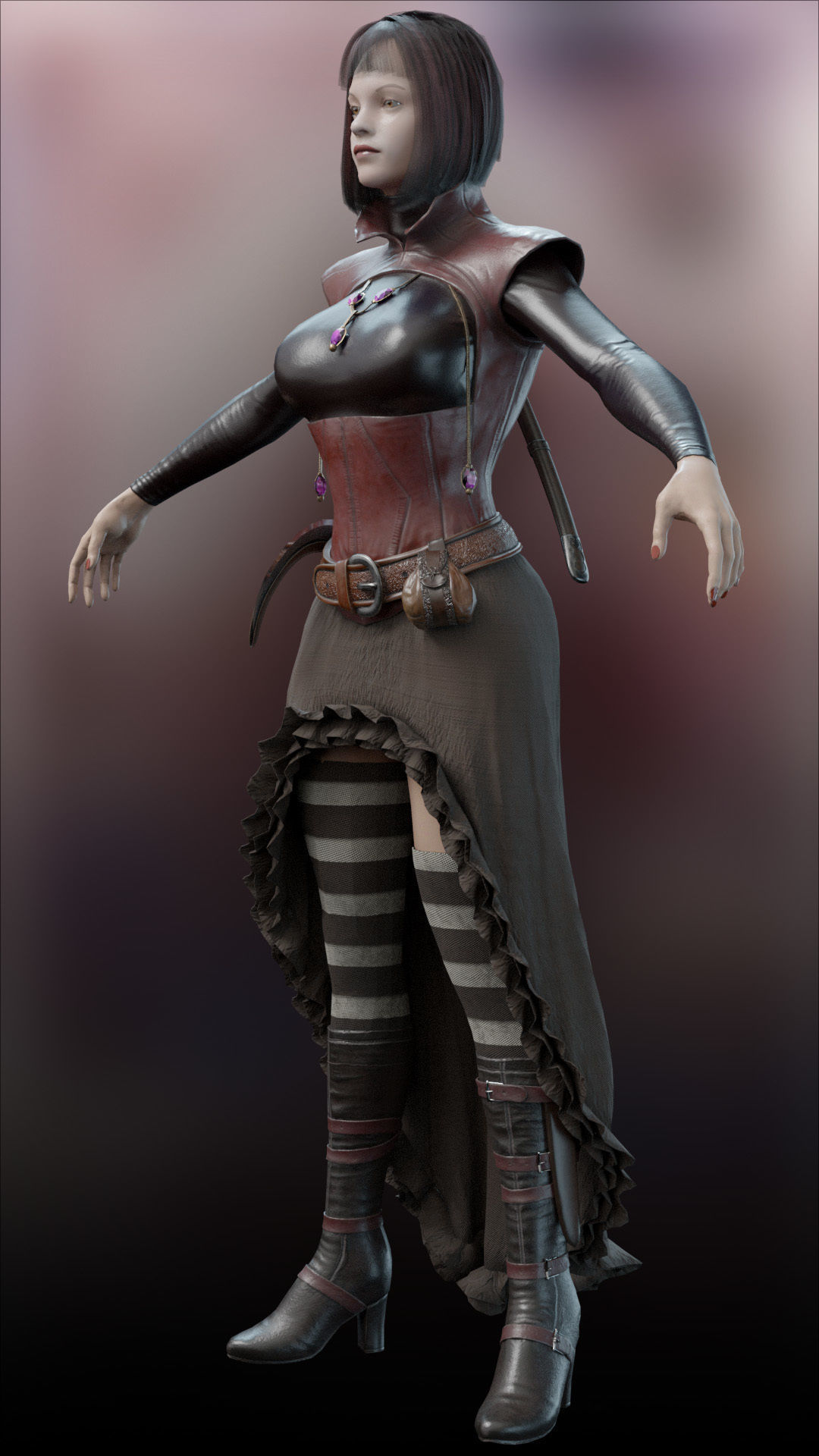 3D model caracter reaper woman low-poly 3d model VR / AR / low-poly ...