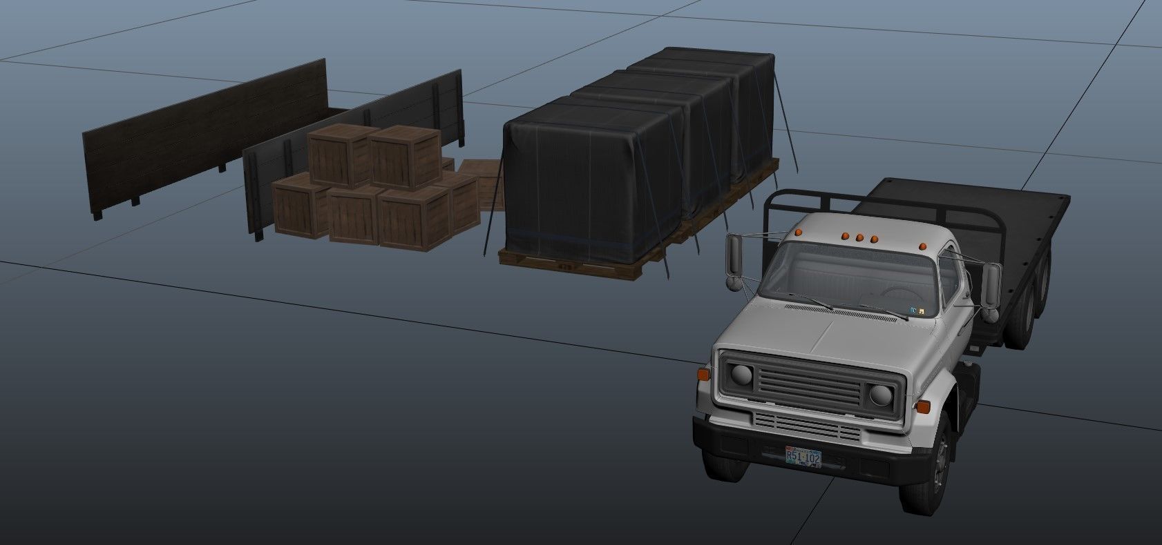 3D model Vintage industrial flatbed truck VR / AR / low-poly | CGTrader