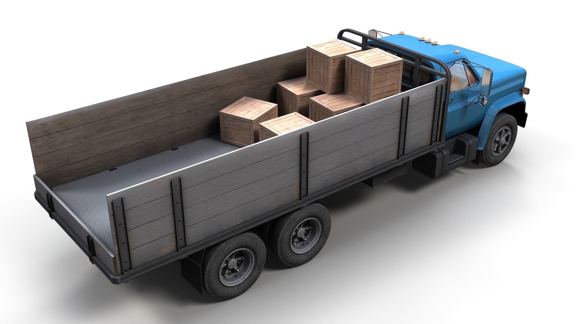 3D model Vintage industrial flatbed truck VR / AR / low-poly | CGTrader