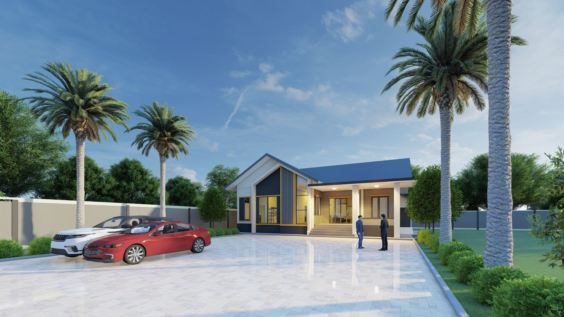 3D model House Design Modern Exterior One Storey VR / AR / low-poly ...