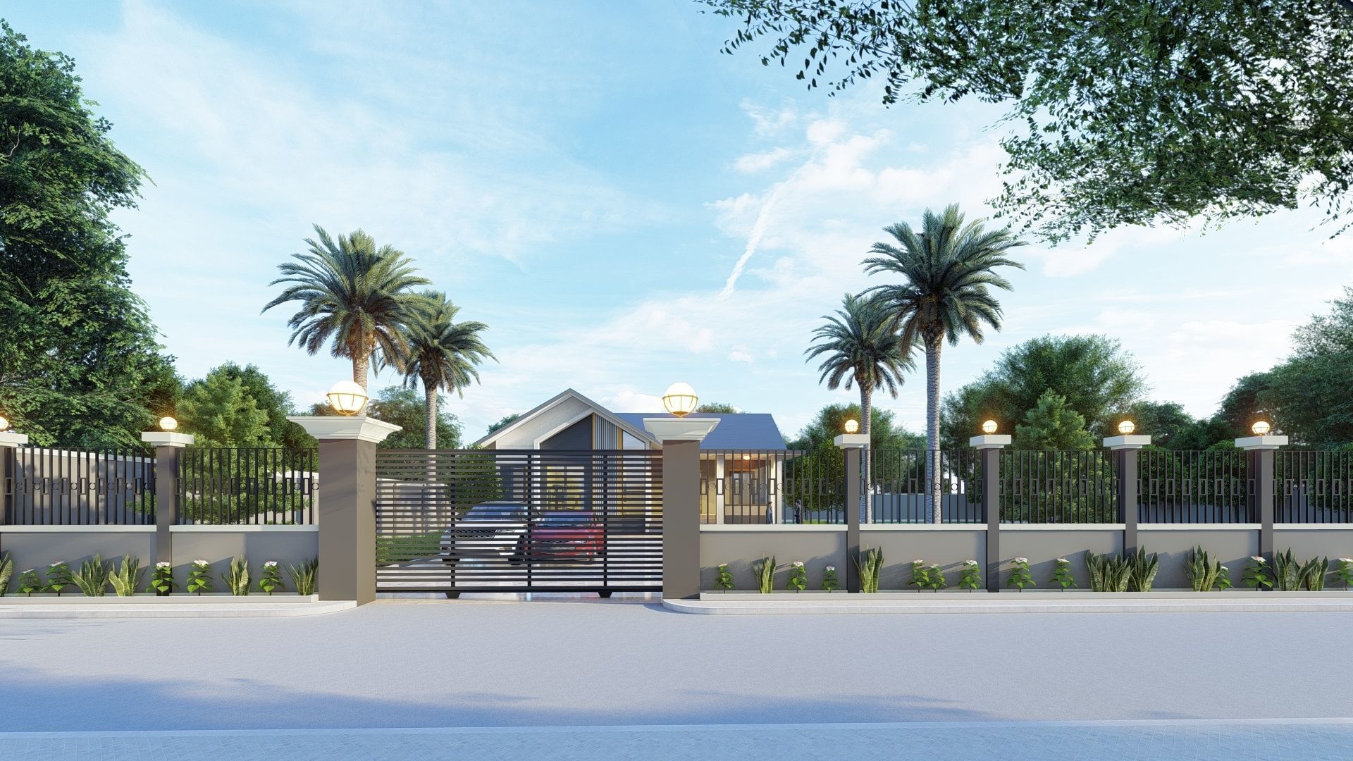 3D model House Design Modern Exterior One Storey VR / AR / low-poly ...