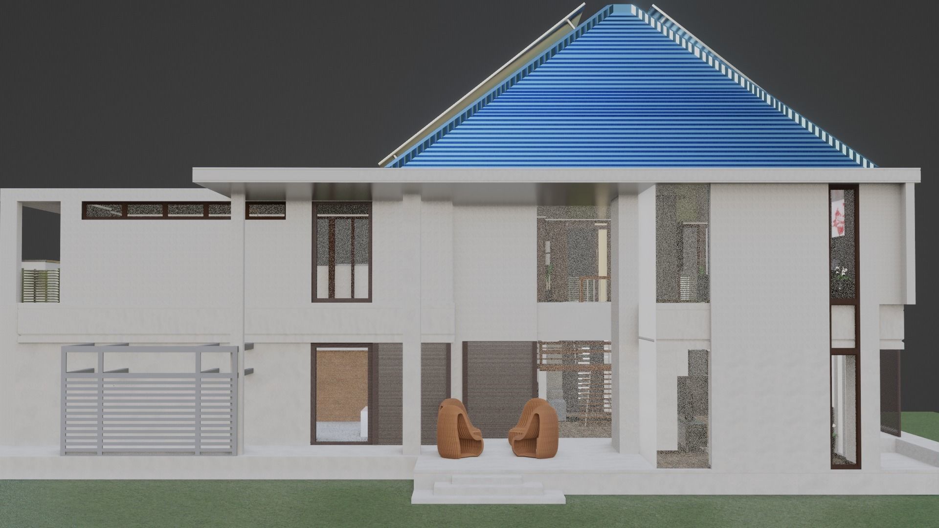 Blender Eevee Modern Mansion Low-poly 3D model free VR / AR / low-poly ...