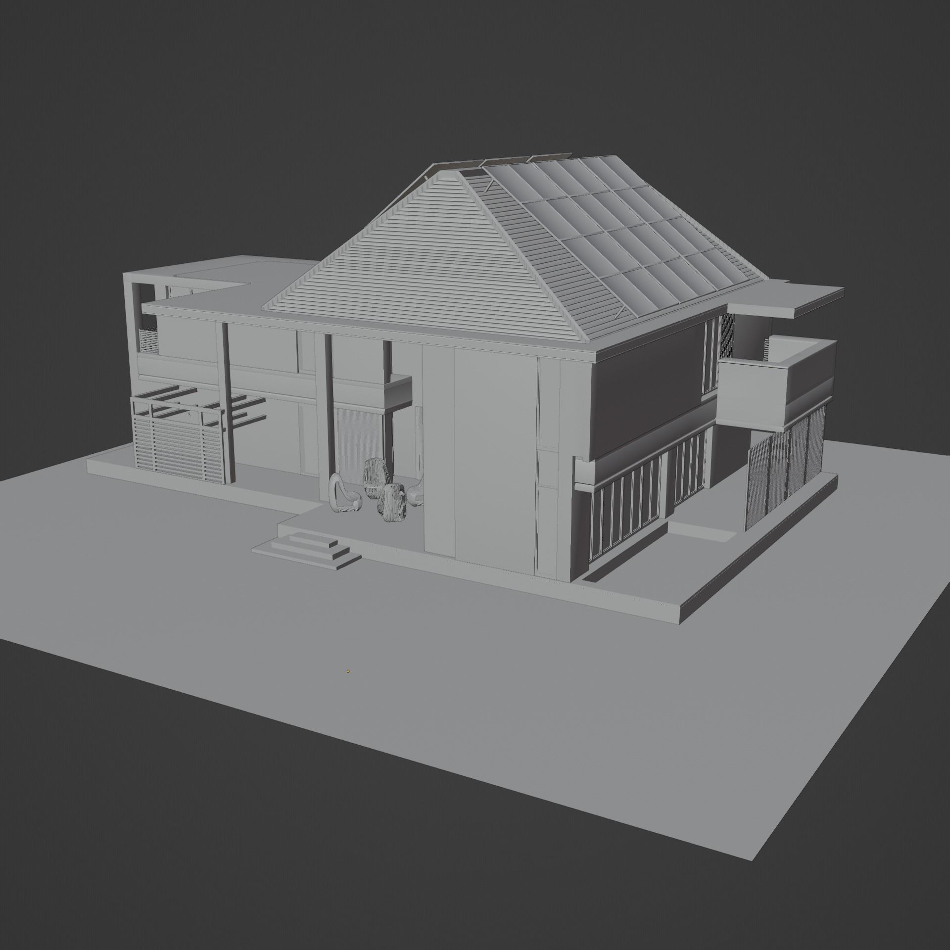 Blender Eevee Modern Mansion Low-poly 3D model free VR / AR / low-poly ...