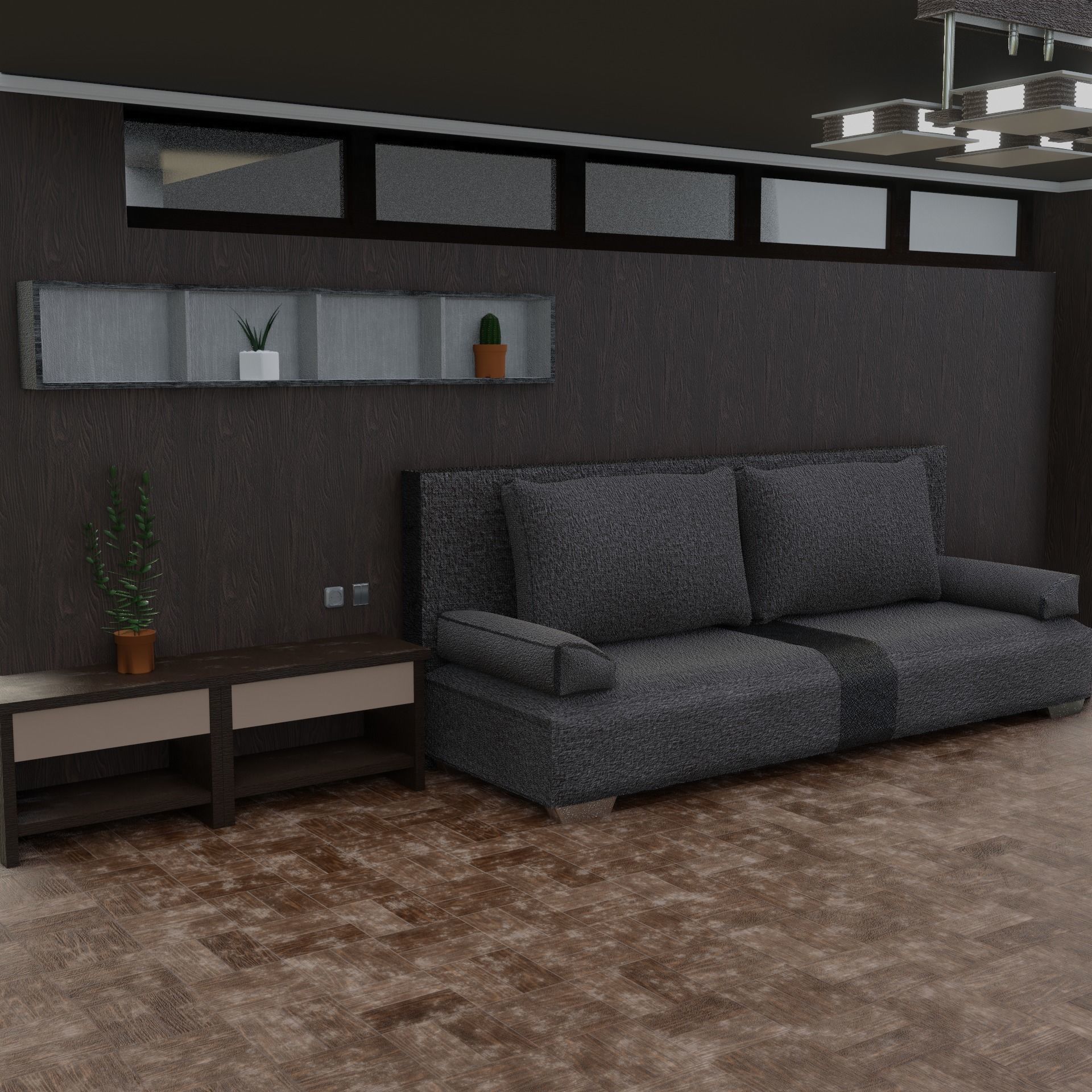 Blender Eevee Modern Mansion Low-poly 3D model free VR / AR / low-poly ...