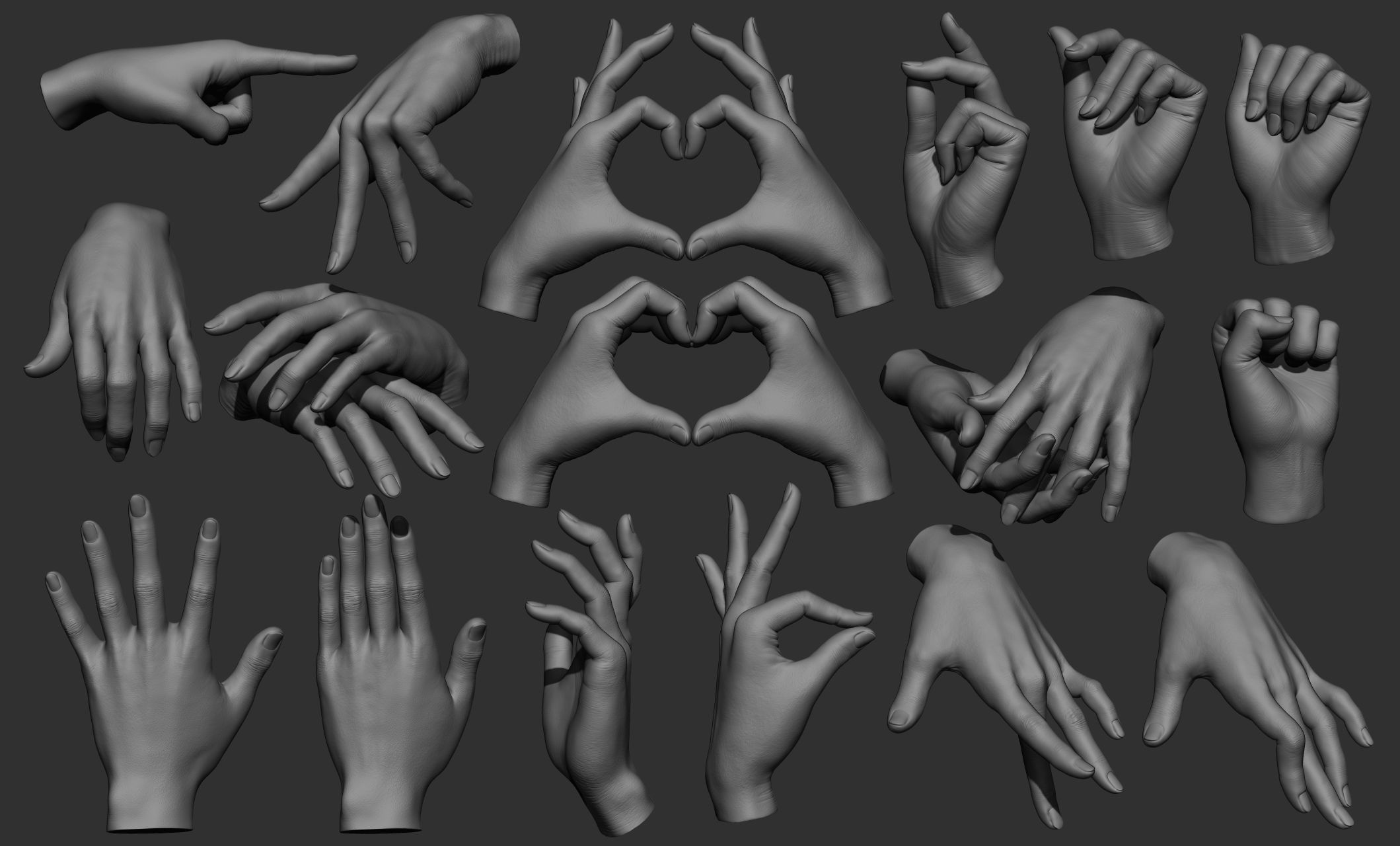 17 Female hand poses 3D model | CGTrader
