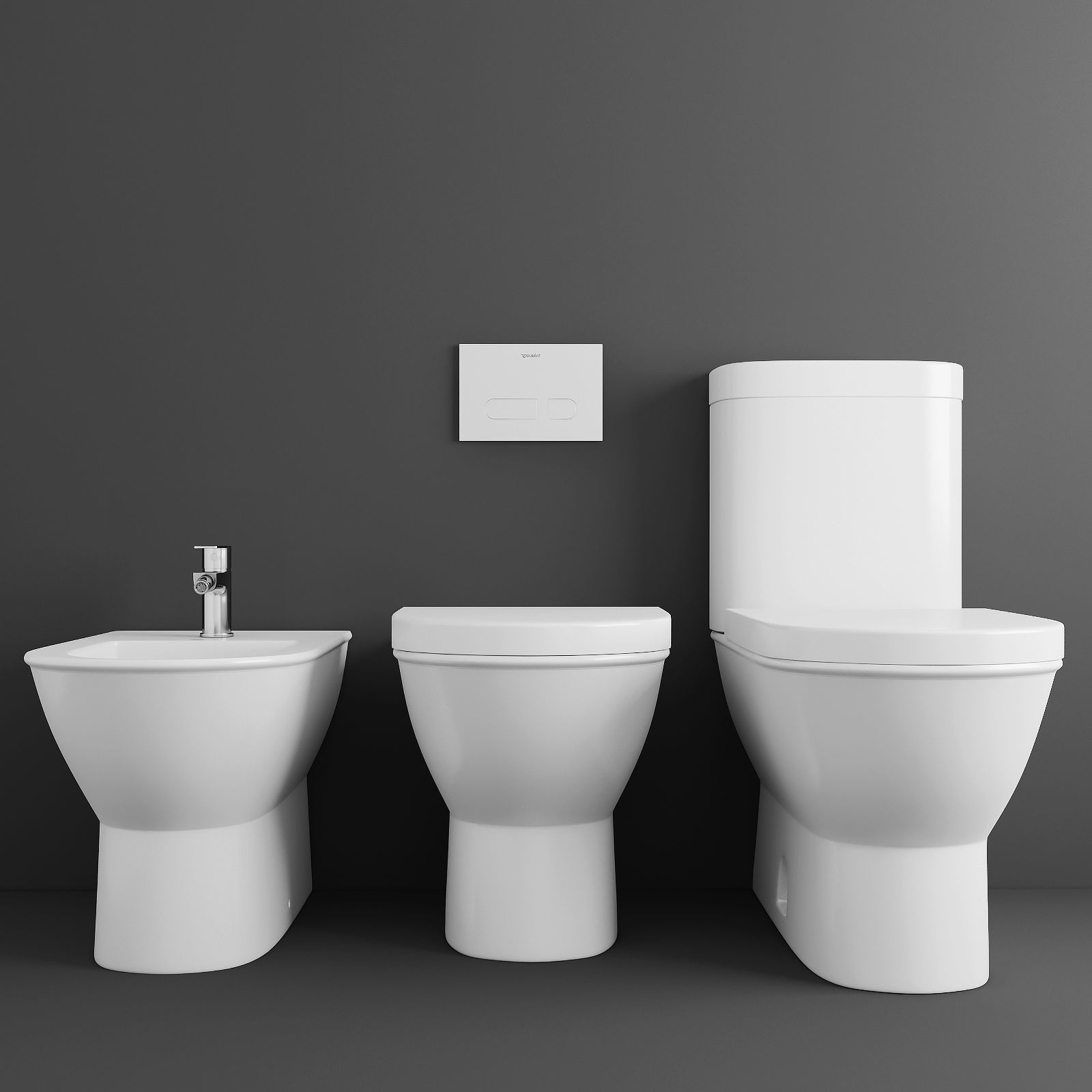 Duravit Darling New Toilet and Bidet Floor Standing 3D model | CGTrader
