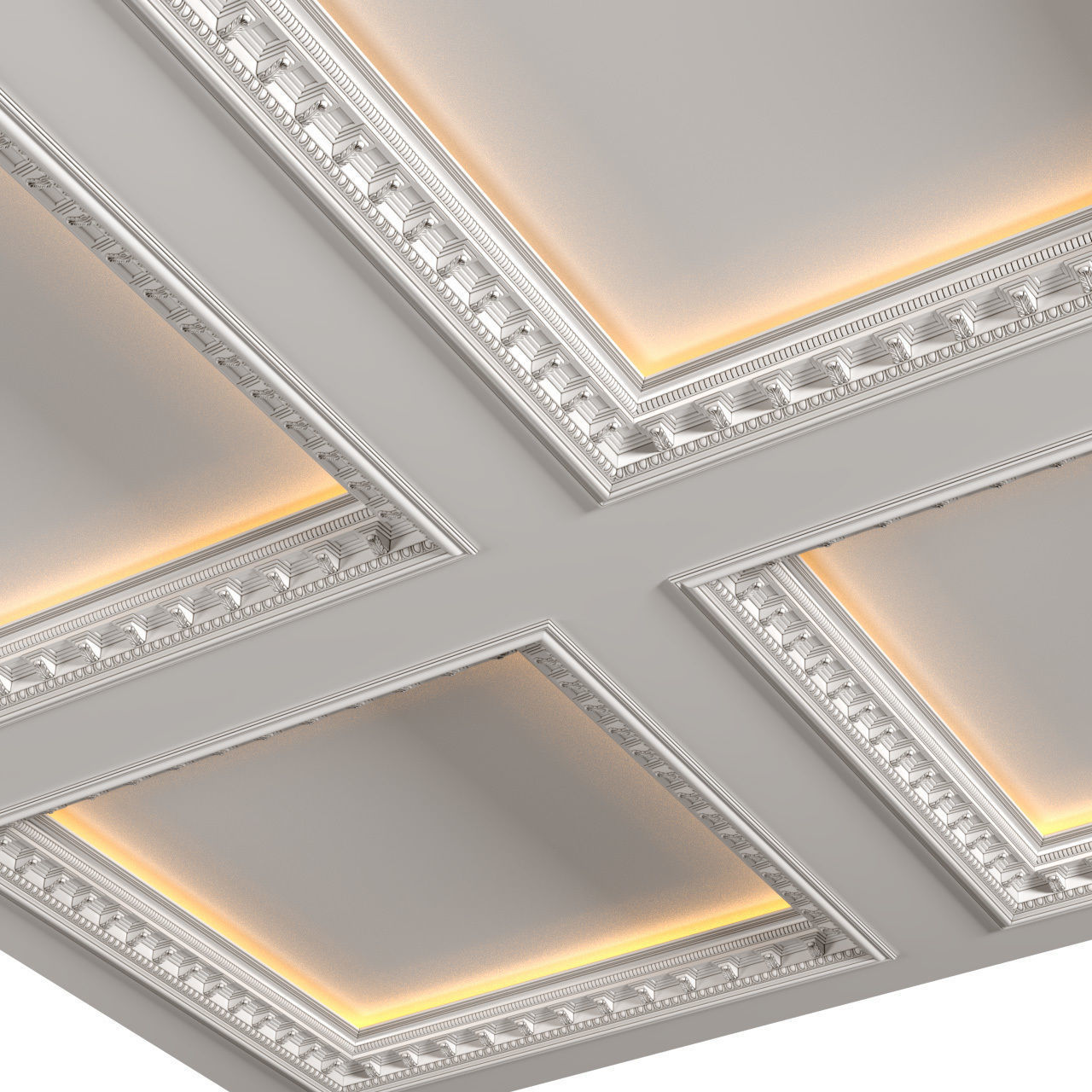 Modern coffered illuminated ceiling 3D model | CGTrader