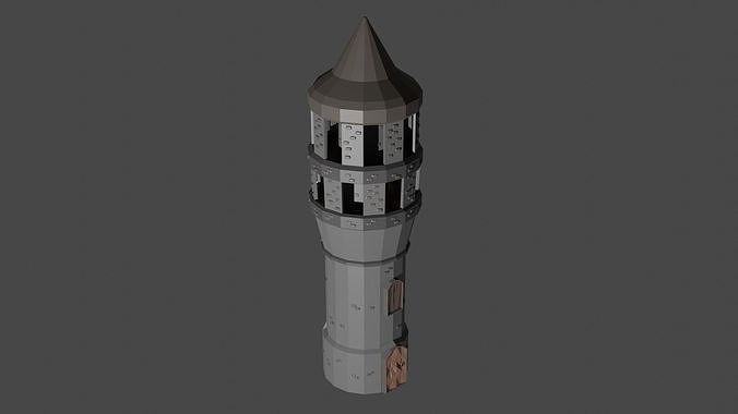 3D model Medieval tower in Low poly style VR / AR / low-poly | CGTrader