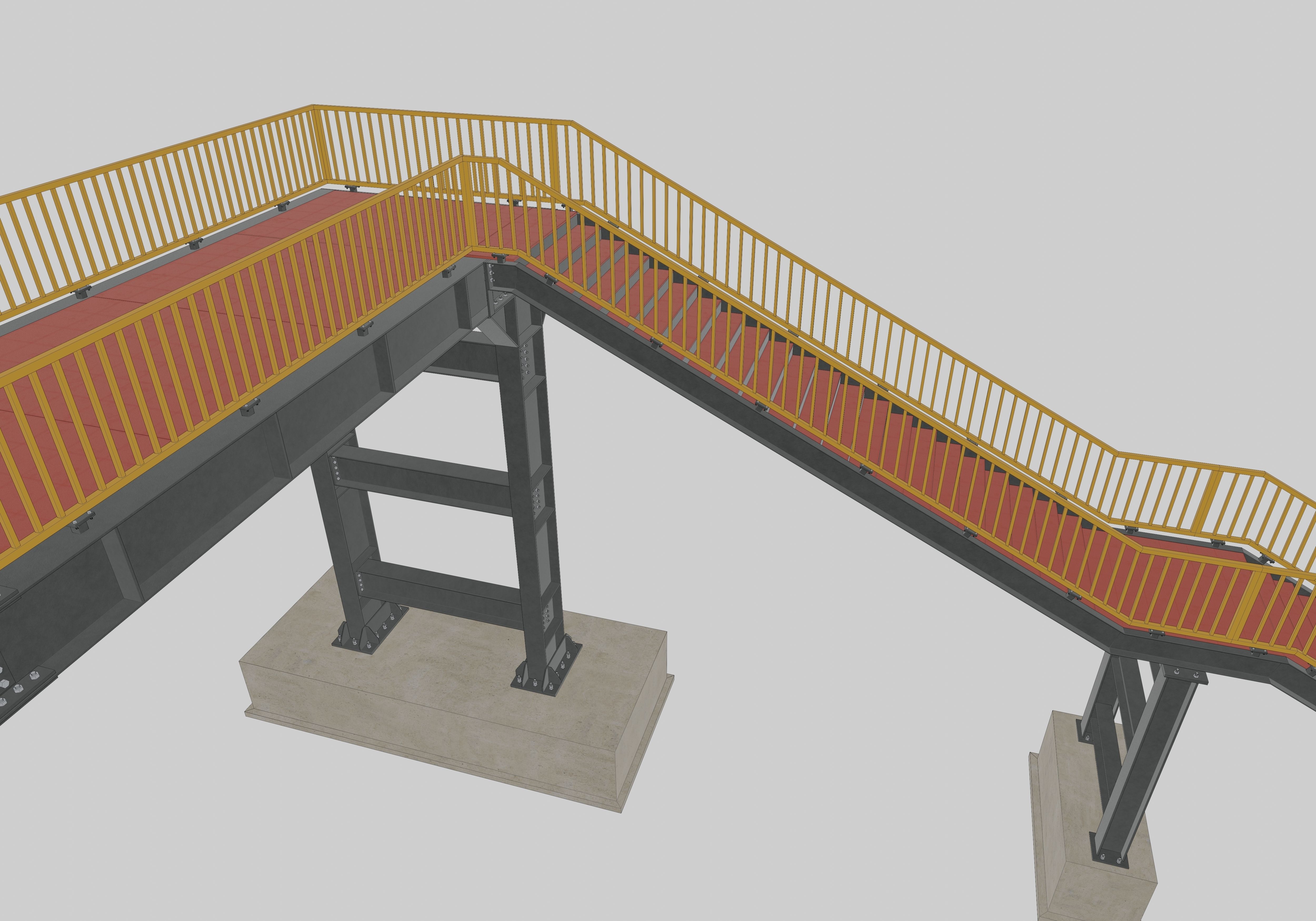 Steel Pedestrian Bridge - Two Columns - Straight Type-1 3D model | CGTrader