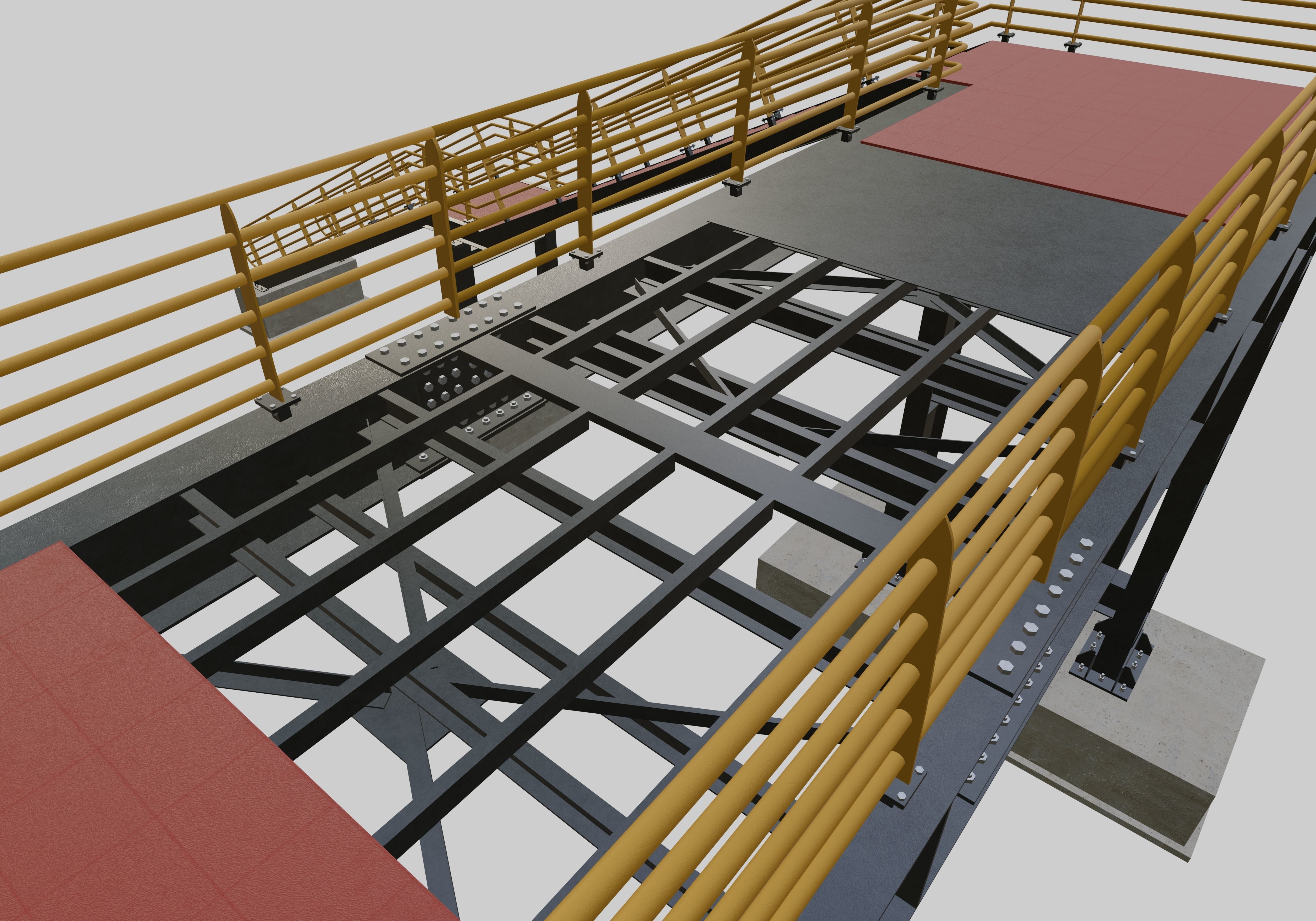 Steel Pedestrian Bridge-Three Columns-Pipe Rail-Straight Type-7 3D ...