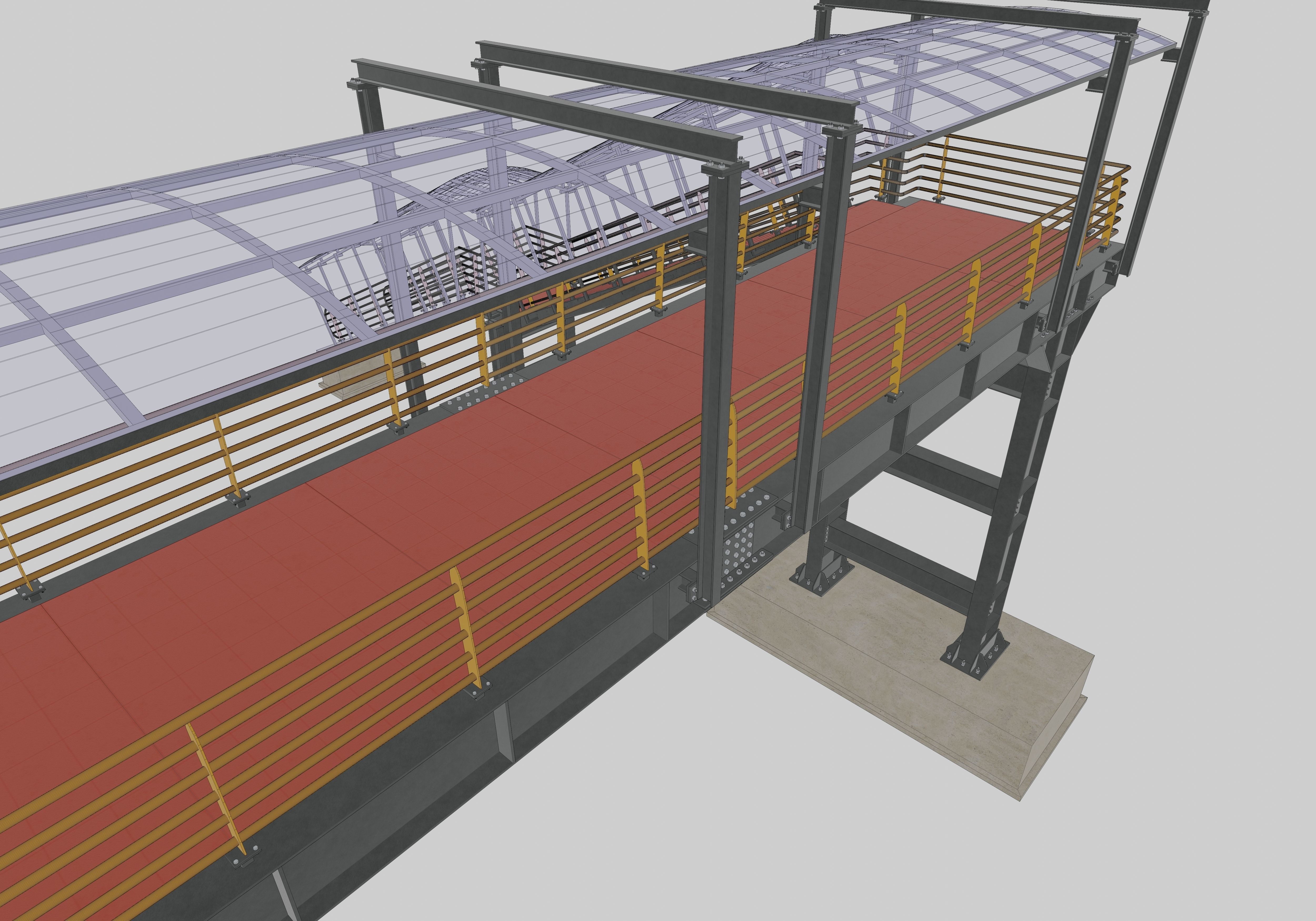Steel Pedestrian Bridge-Three Columns-Pipe Rail-Straight Type-8 3D ...