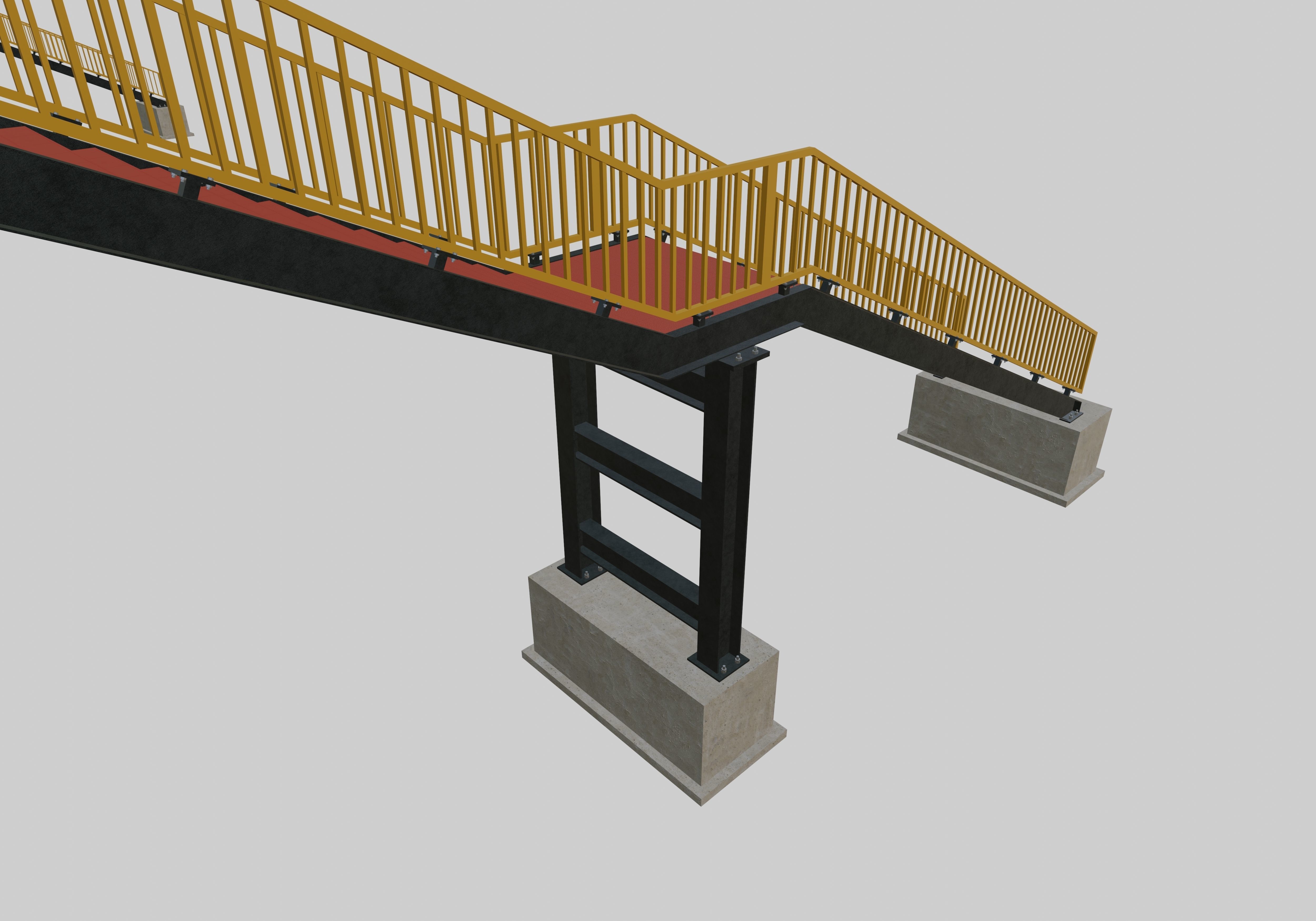 Steel Pedestrian Bridge - Two Columns - Truss Type-9 3D model | CGTrader