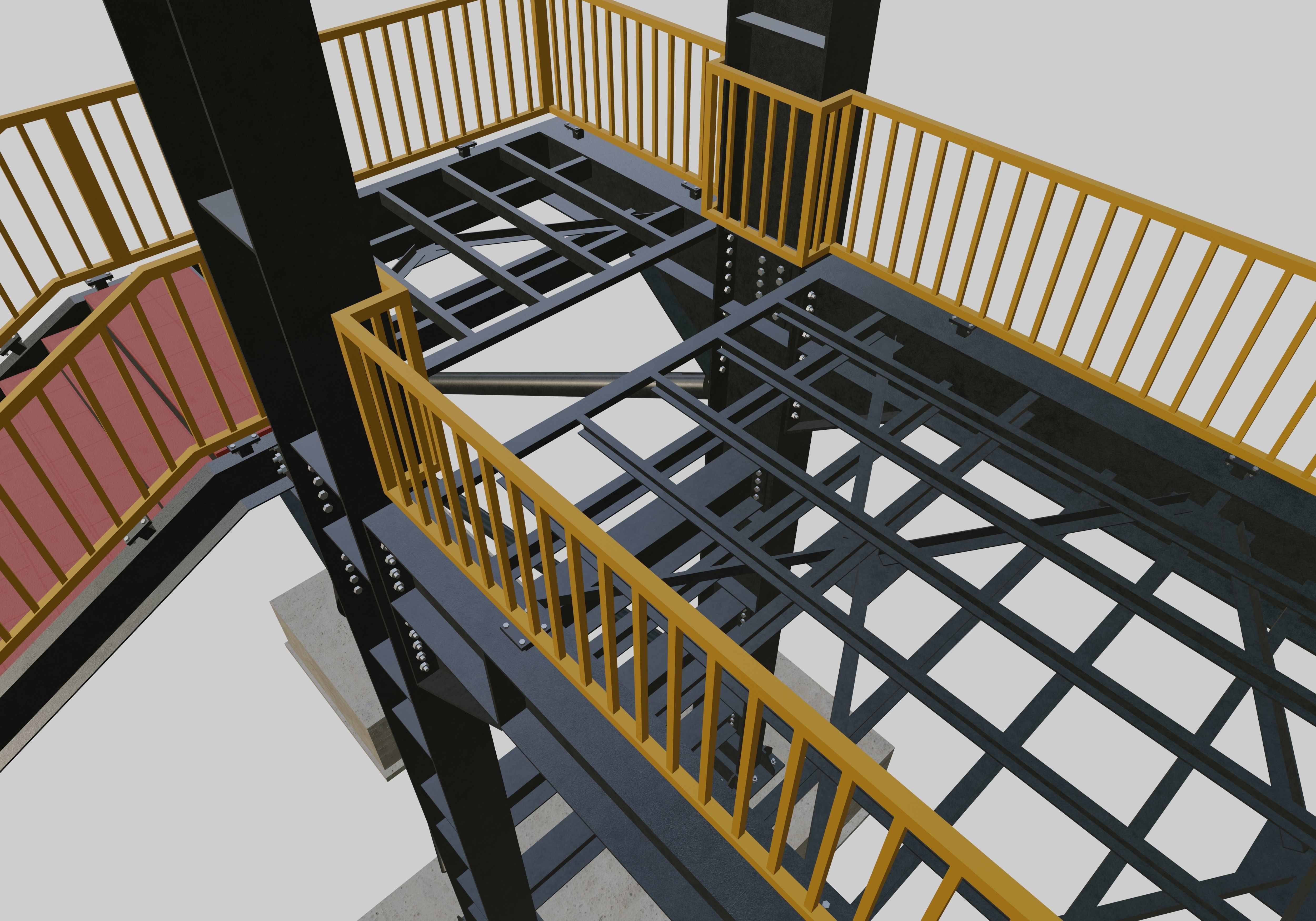 Steel Pedestrian Bridge - Flat Stair-Sailing Column Type-12 3D model ...