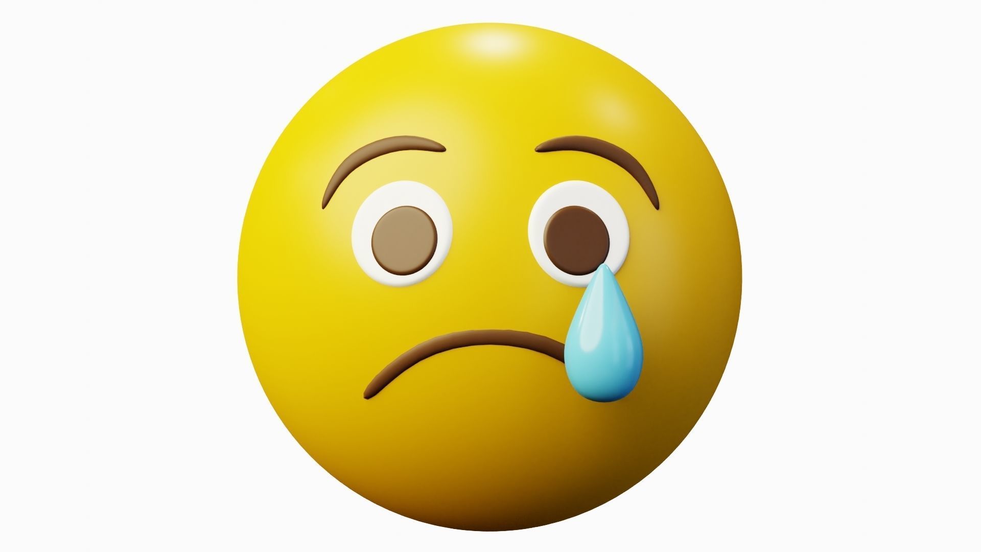 Sad with tears yellow ball Emoticon Emoji or Smiley 3D model animated ...