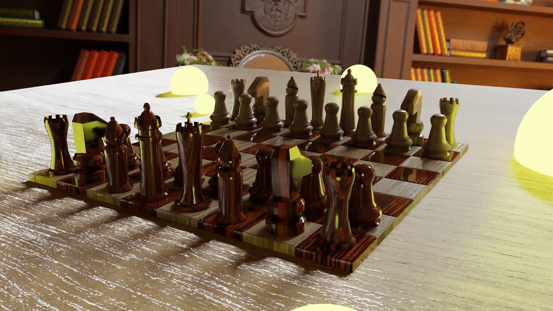 Wooden Chess Set 3D Model 3D model | CGTrader