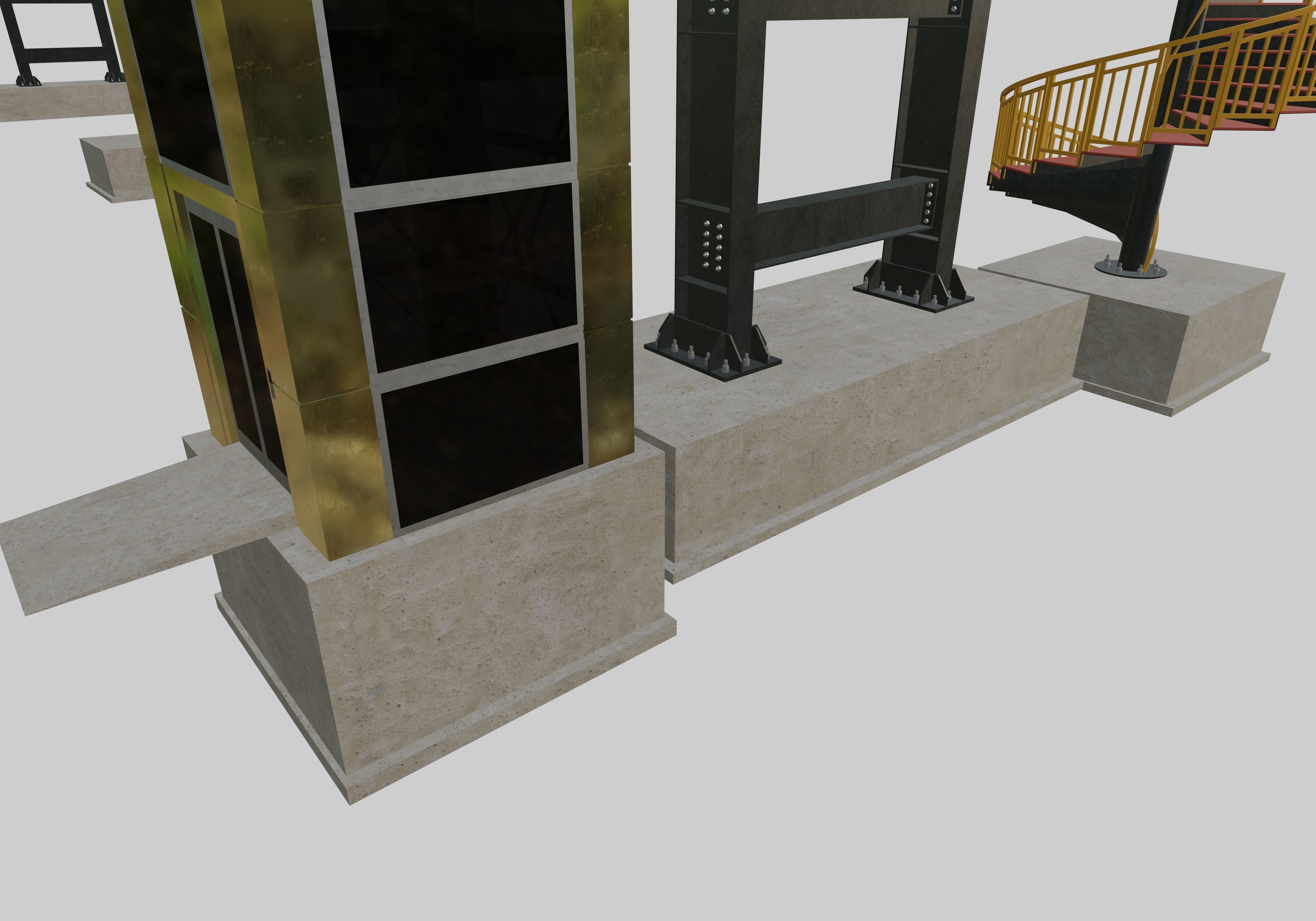 Steel Pedestrian Bridge-Elevator-Spiral Stair-Straight Type-17 3D model ...