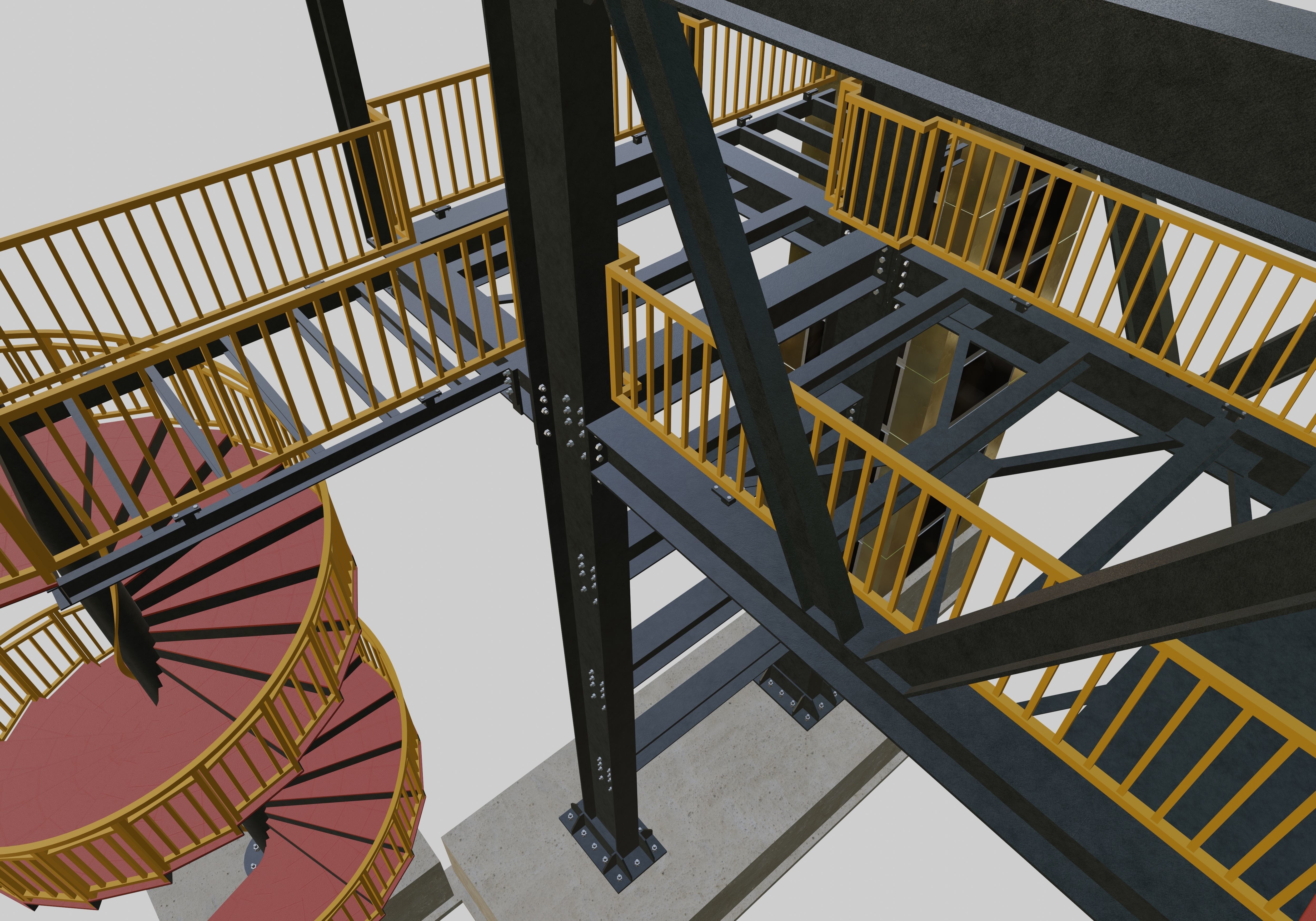 Steel Pedestrian Bridge-Elevator-Spiral Stair-Truss Type-19 3D model ...