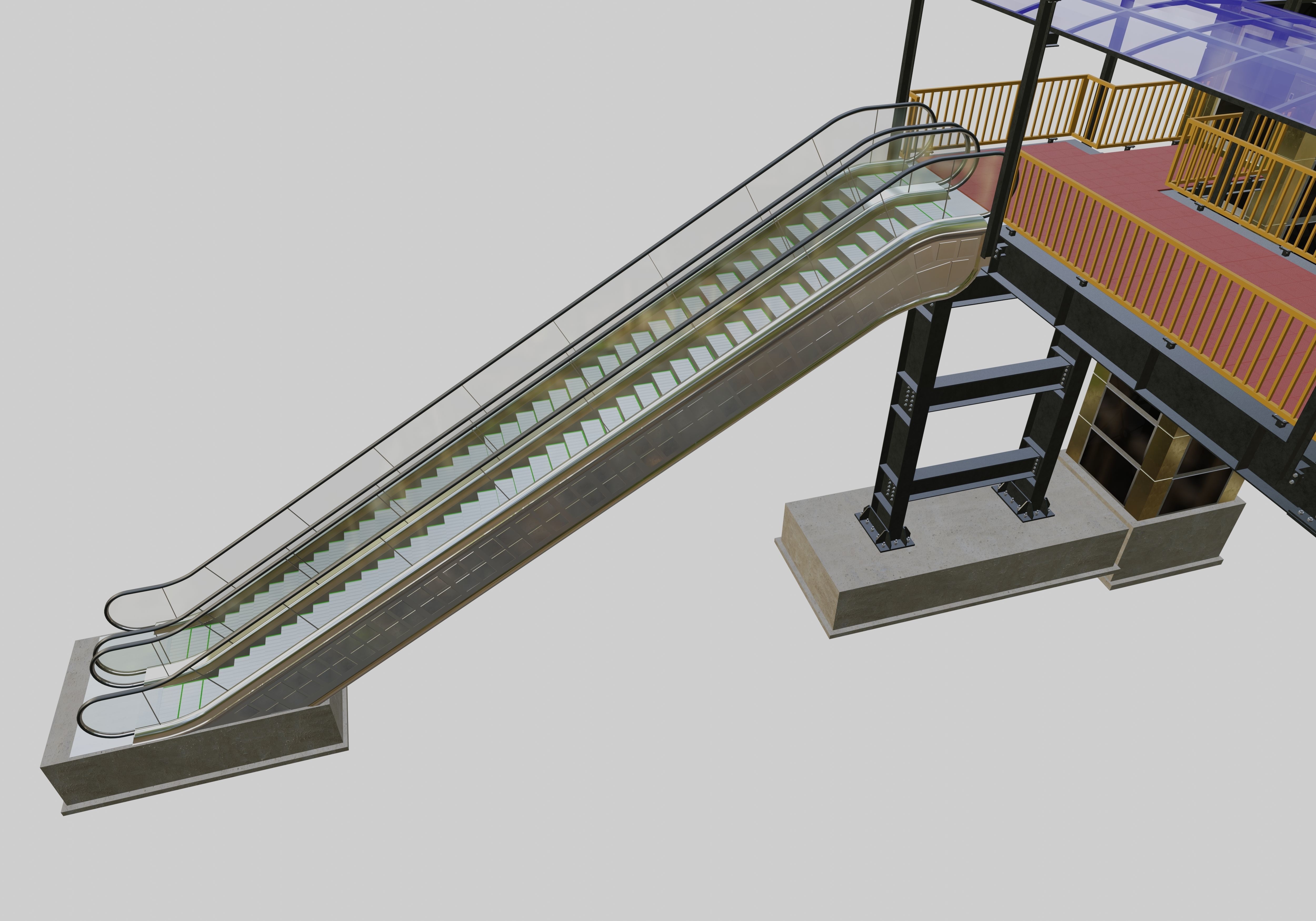 Steel Pedestrian Bridge-Elevator-Escalator-Straight Type-20 3D model ...