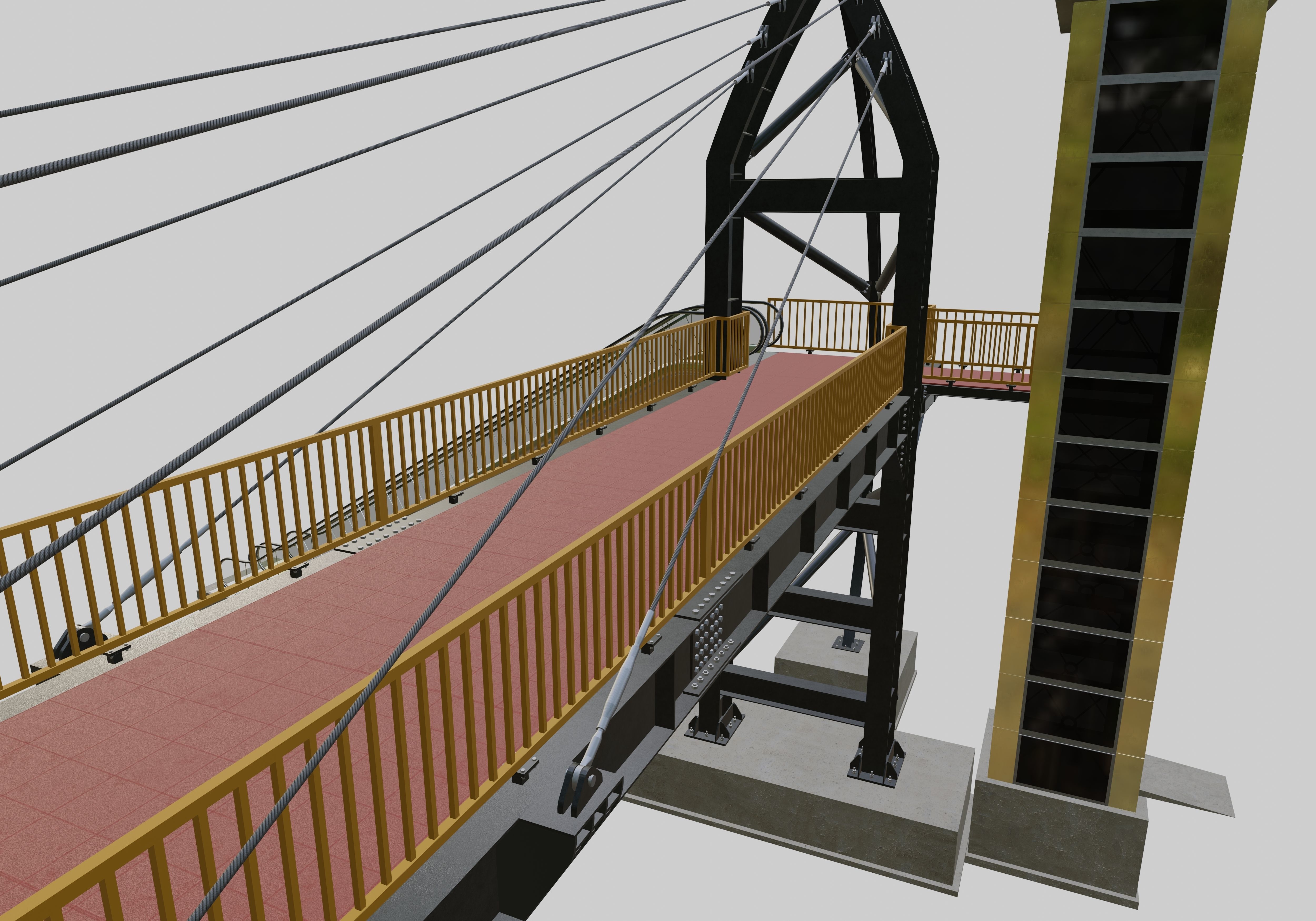 Steel Pedestrian Bridge-Elevator-Escalator-Sailing Type-21 3D model ...