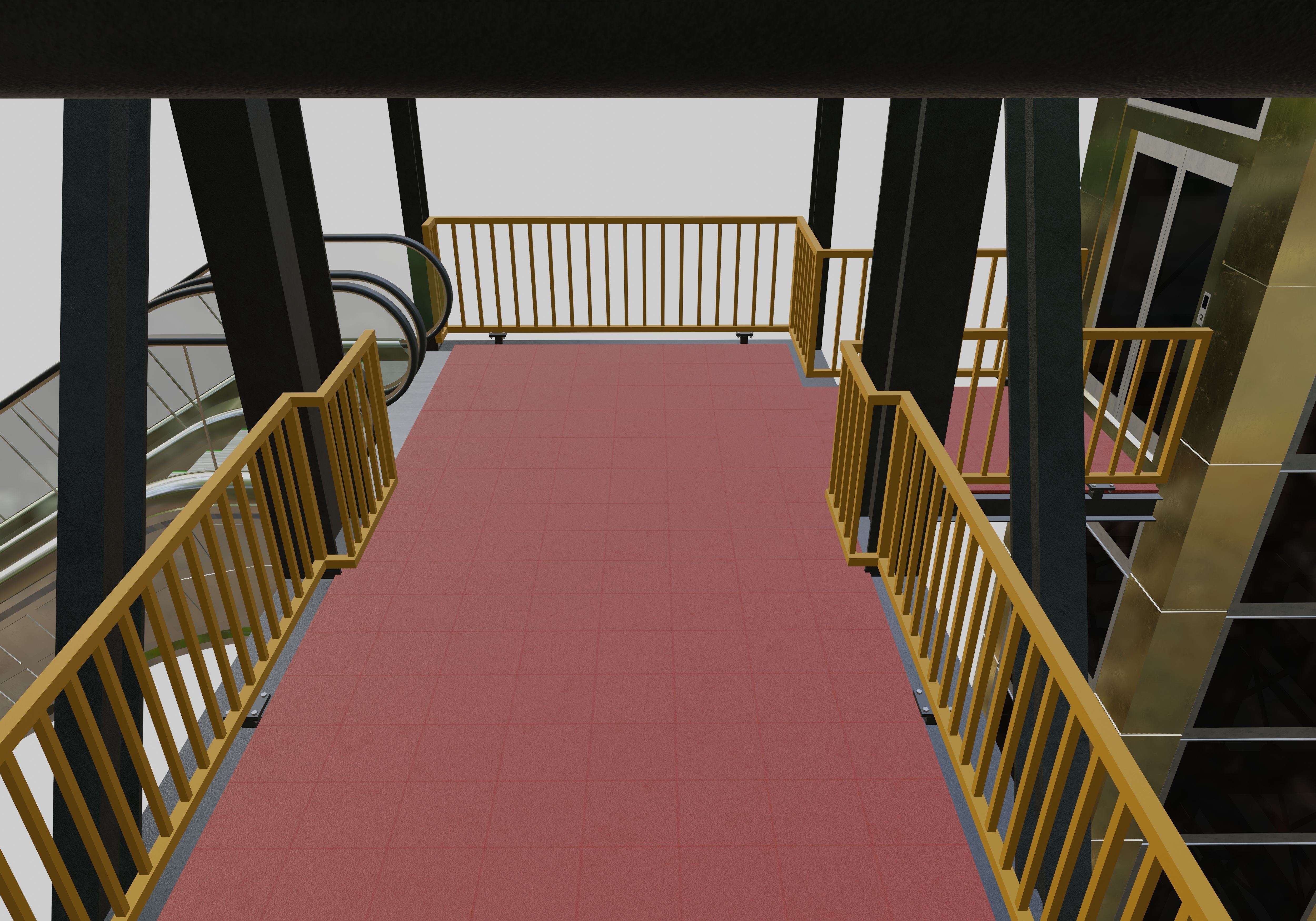 Steel Pedestrian Bridge-Elevator-Escalator-Truss Type-23 3D model ...