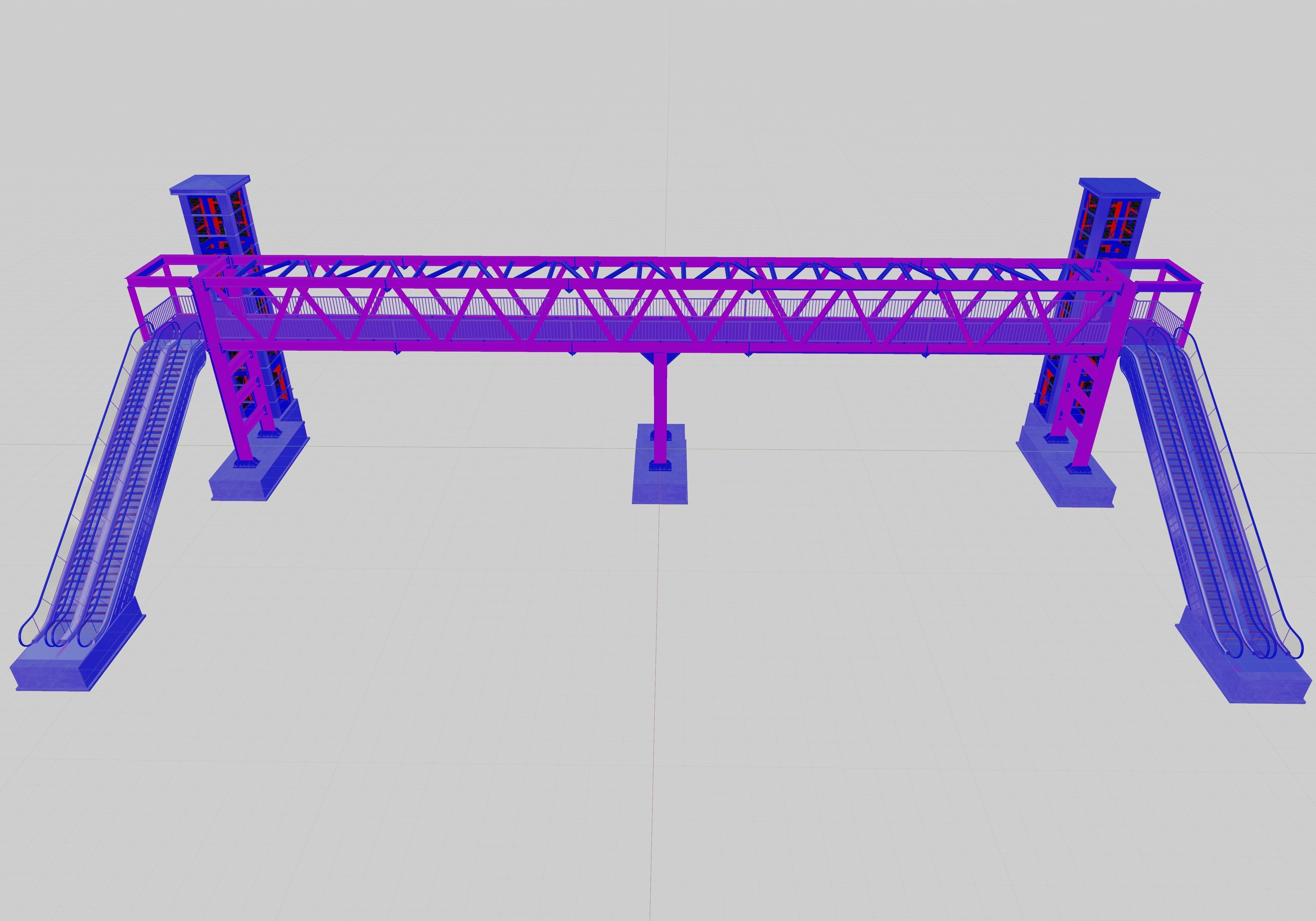Steel Pedestrian Bridge-Elevator-Escalator-Truss Type-23 3D model ...