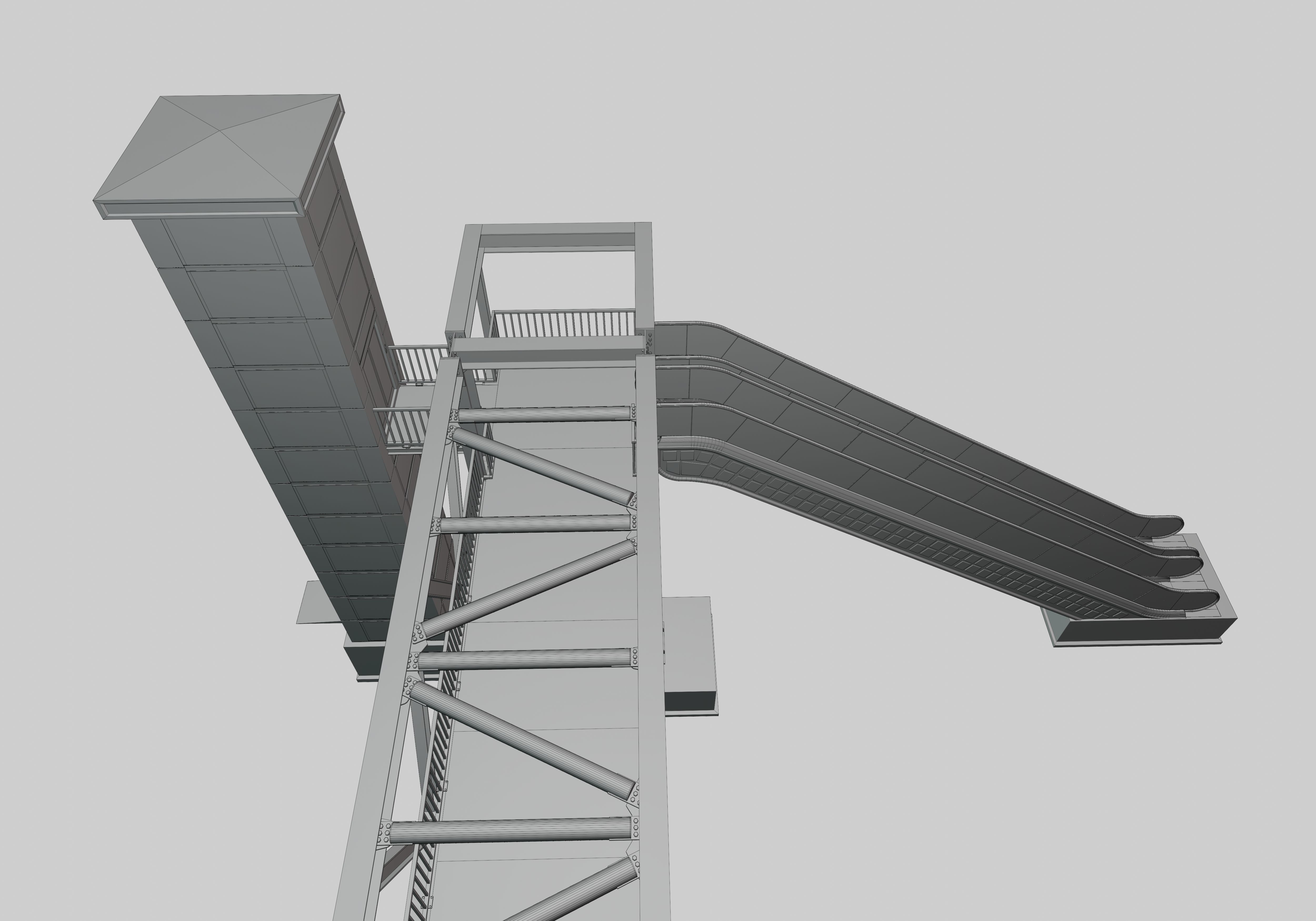 Steel Pedestrian Bridge-Elevator-Escalator-Truss Type-23 3D model ...