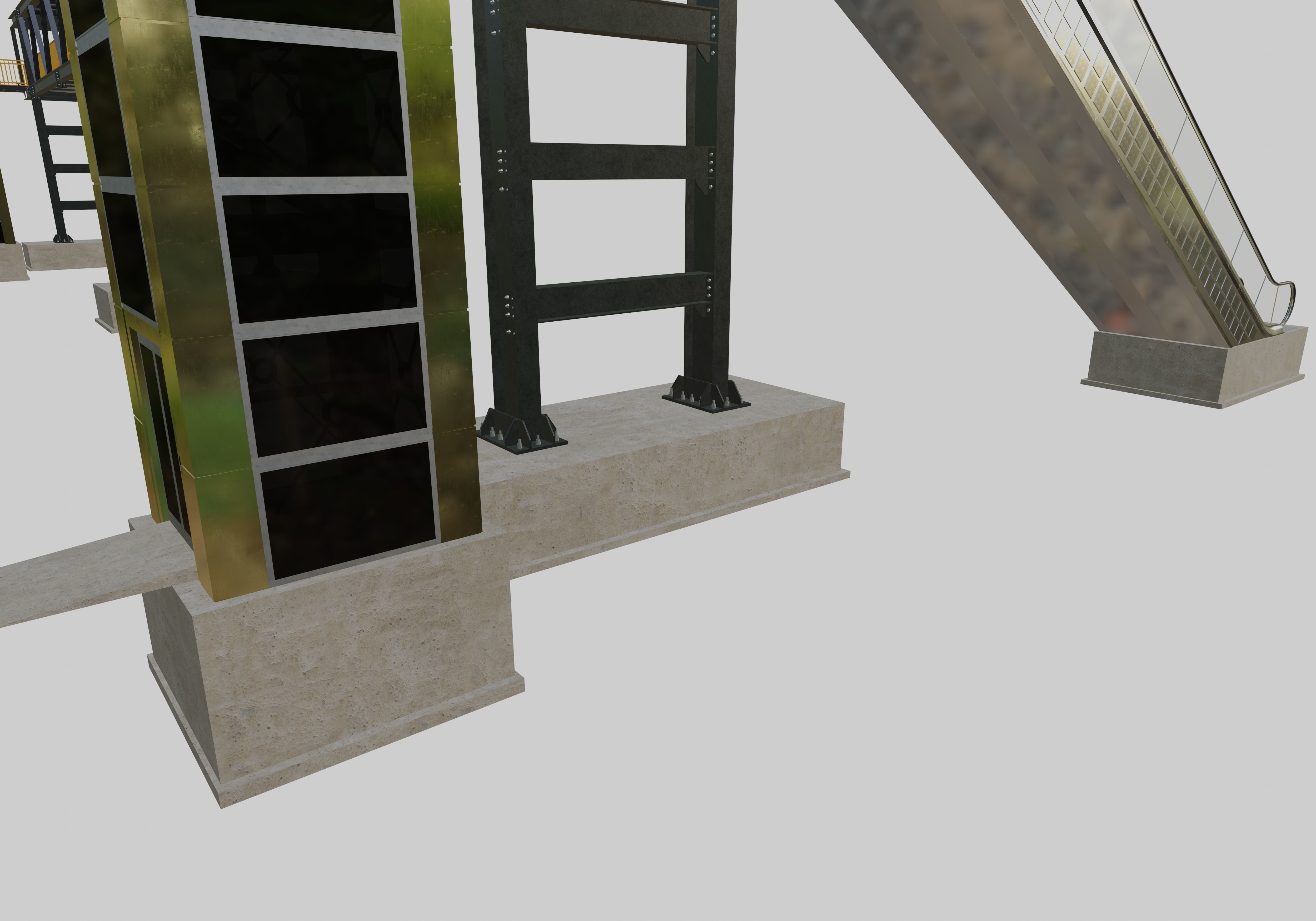 Steel Pedestrian Bridge-Elevator-Escalator-Truss Type-23 3D model ...