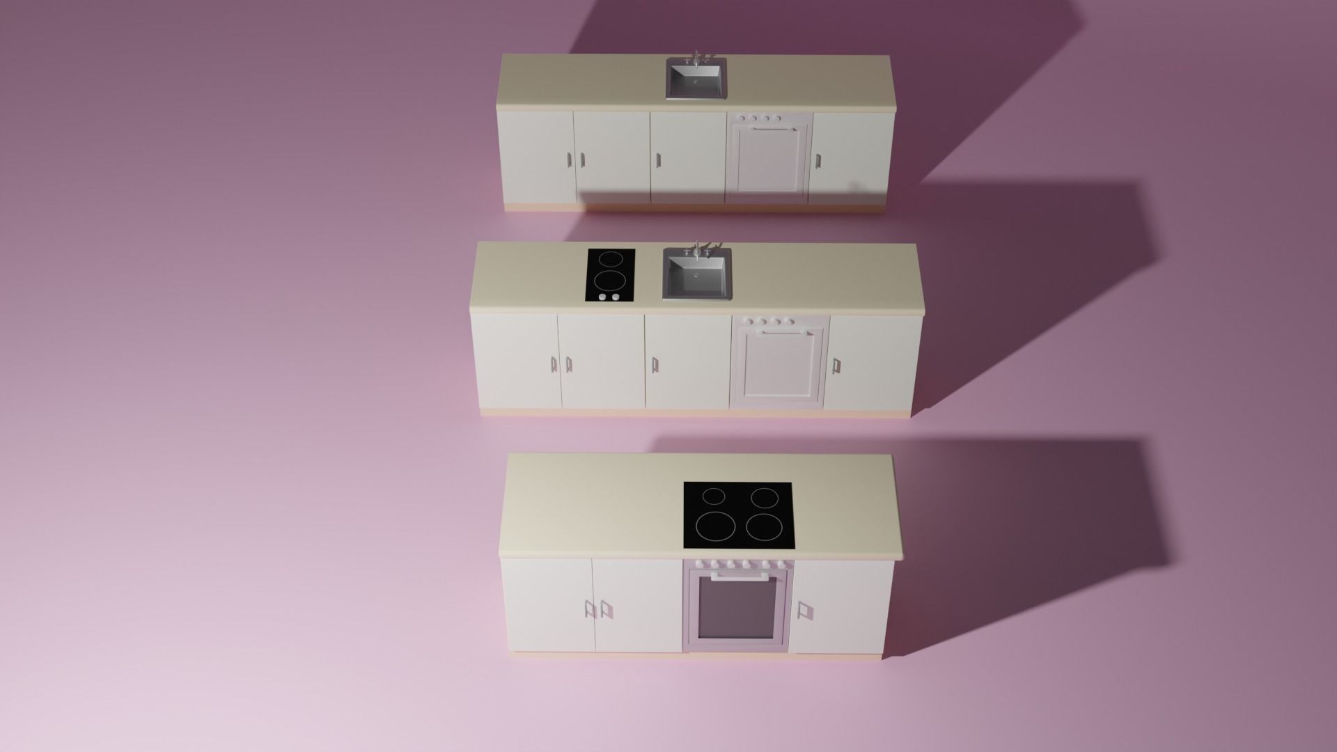 Three kitchen counters 3D model | CGTrader