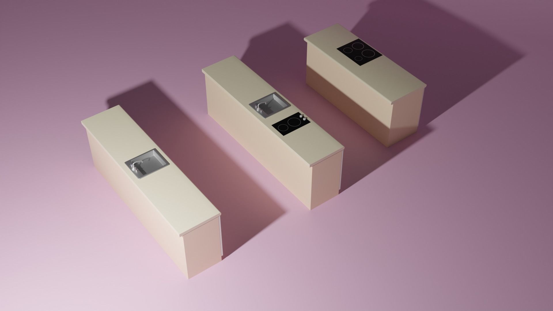 Three kitchen counters 3D model | CGTrader