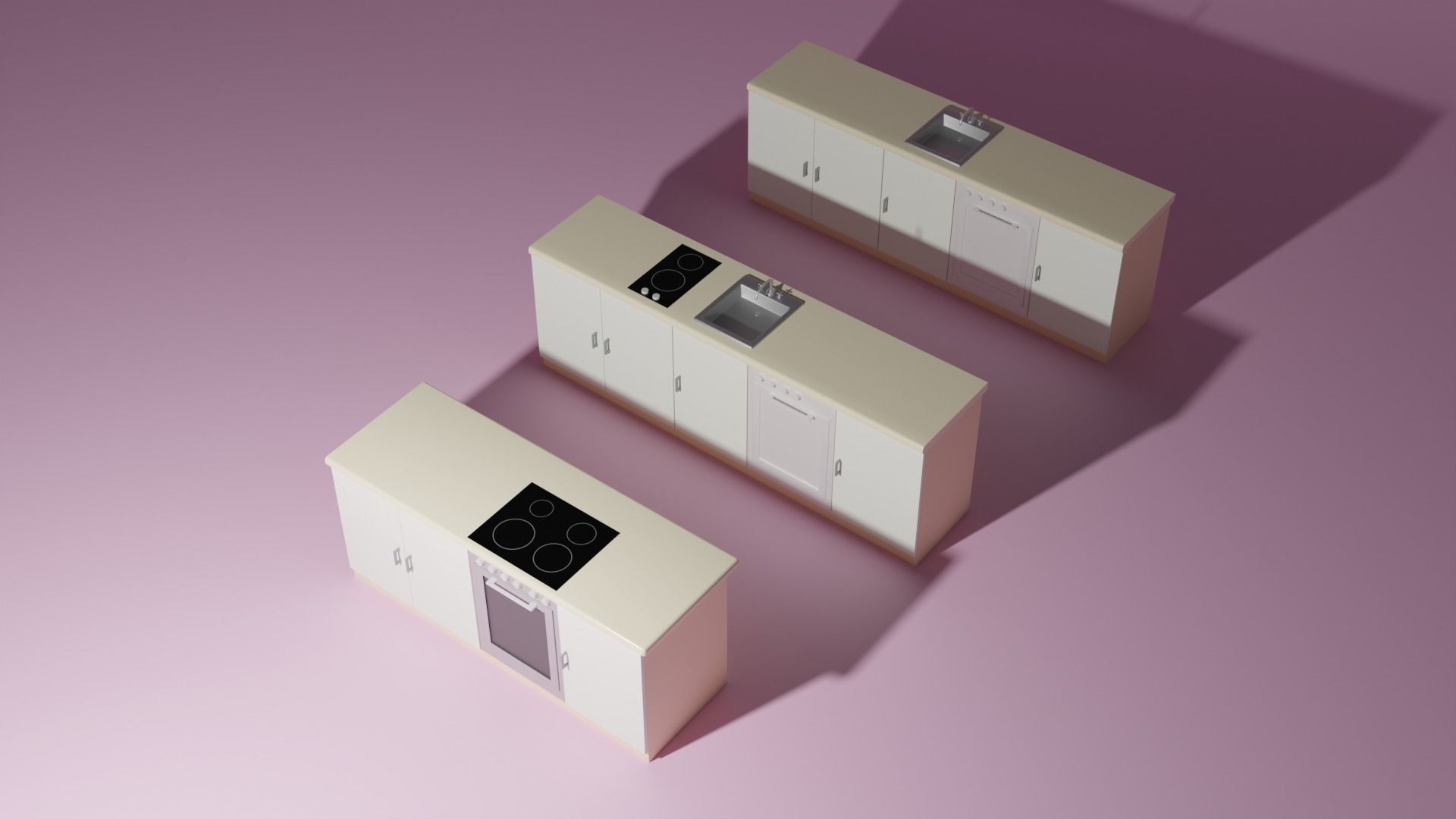 Three kitchen counters 3D model | CGTrader