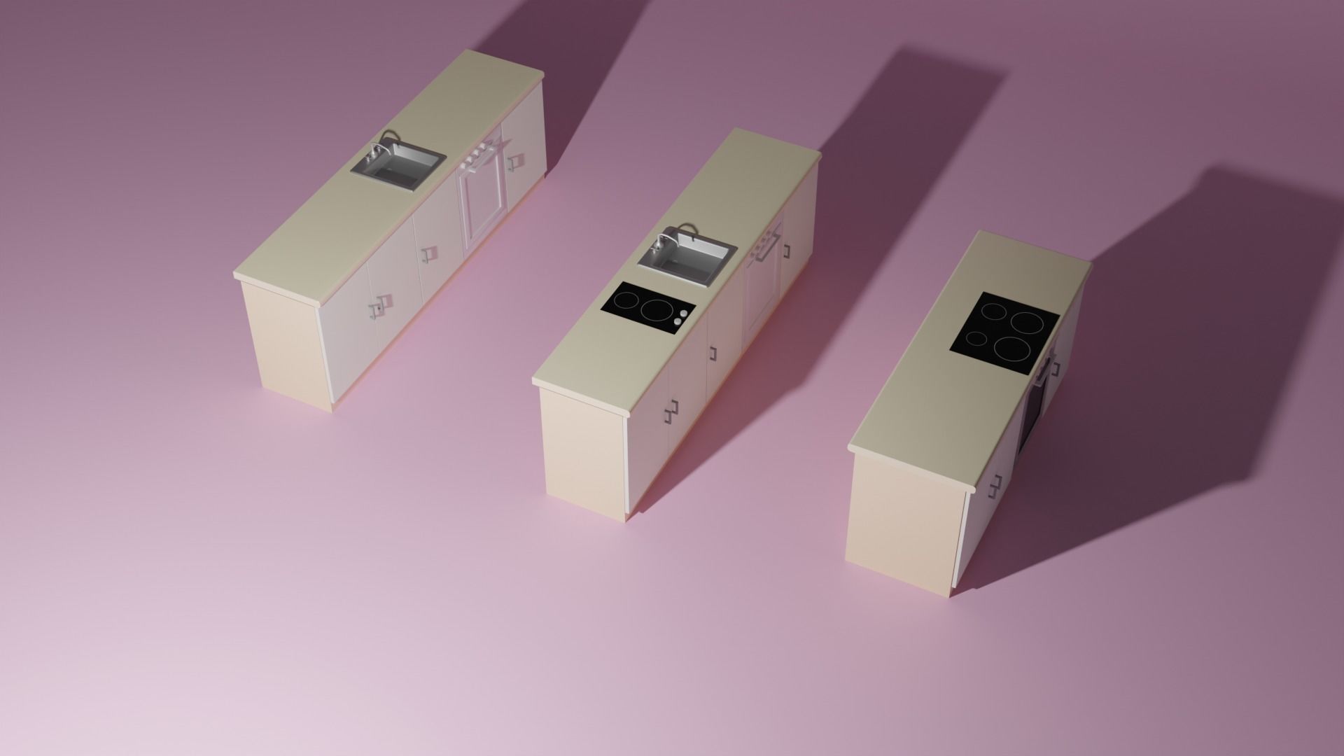 Three kitchen counters 3D model | CGTrader