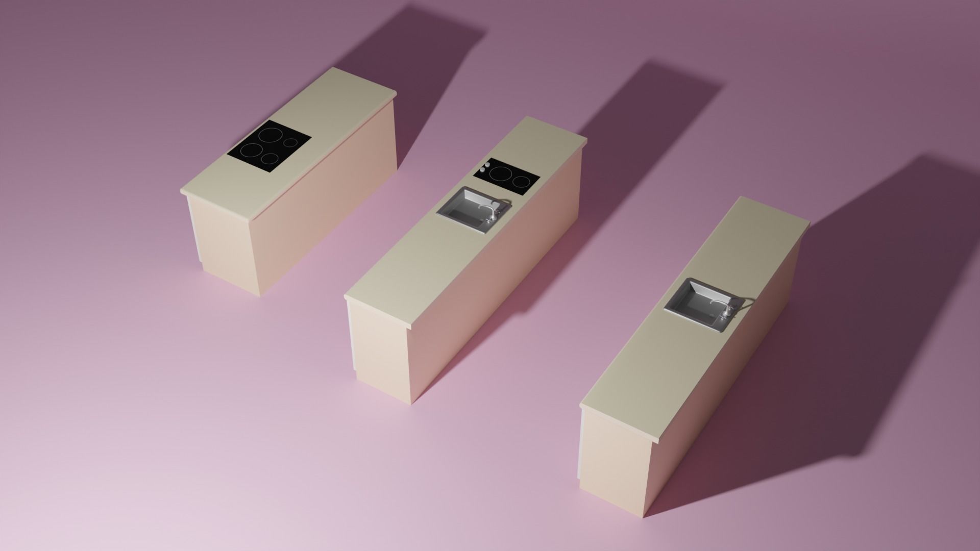 Three kitchen counters 3D model | CGTrader