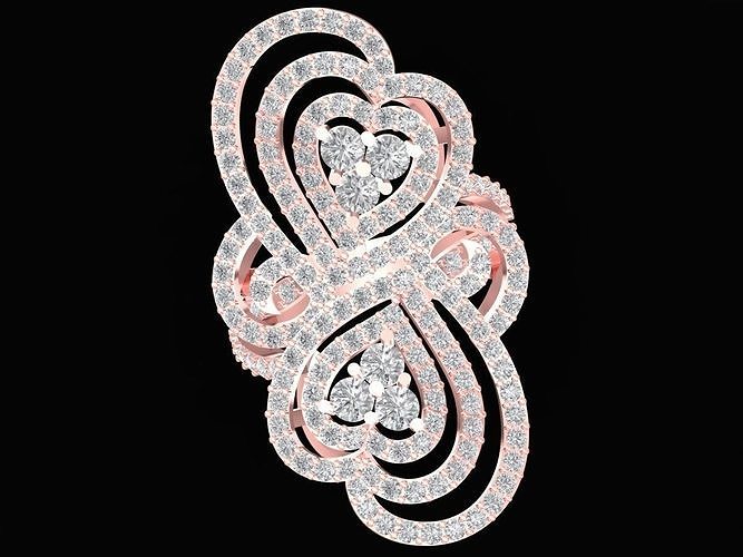 new asian diamond lady heart ring 3237 3D model 3D printable | CGTrader