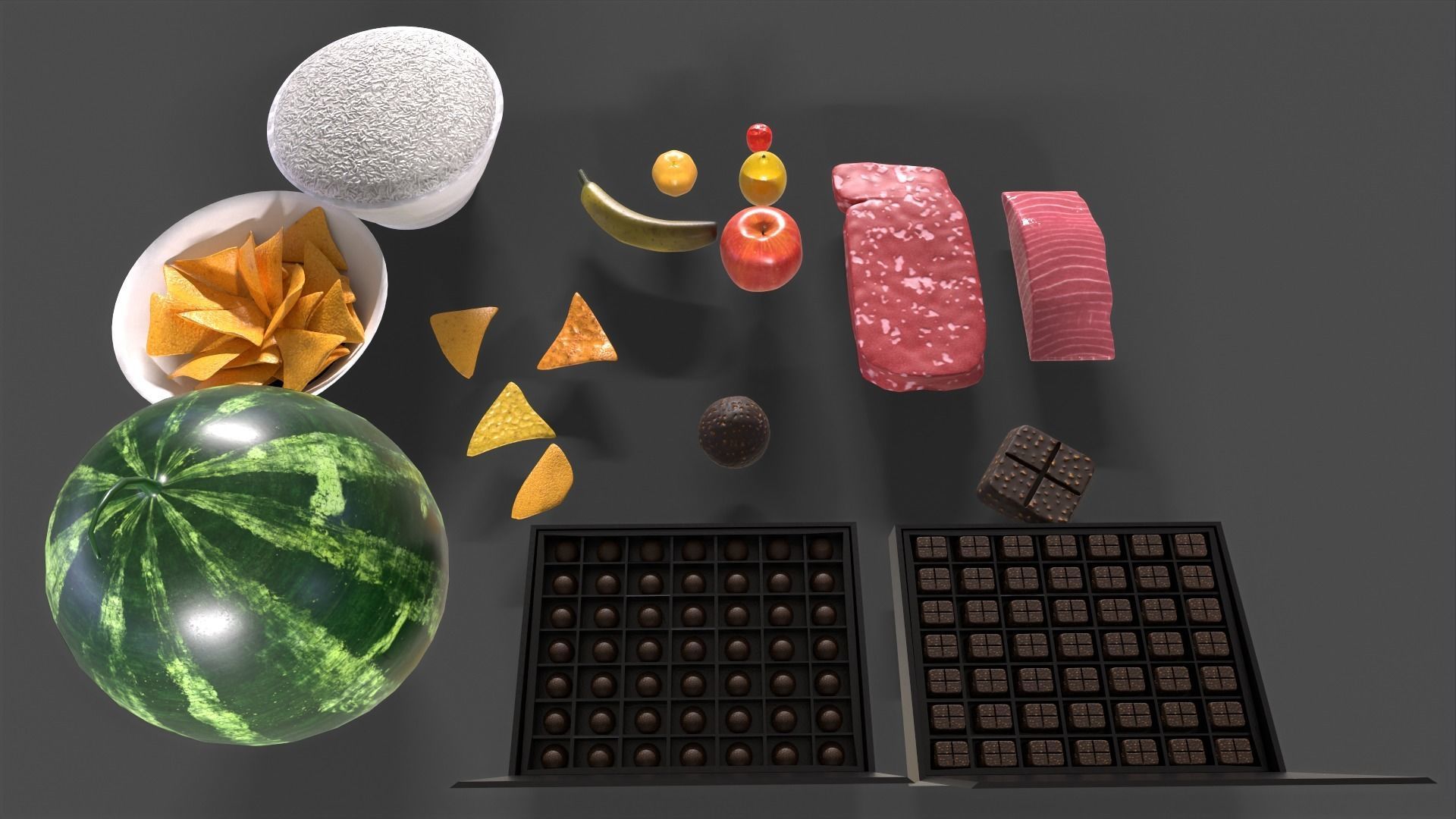 3D model Vegetable Foods Meats and Others Collection VR / AR / low-poly ...