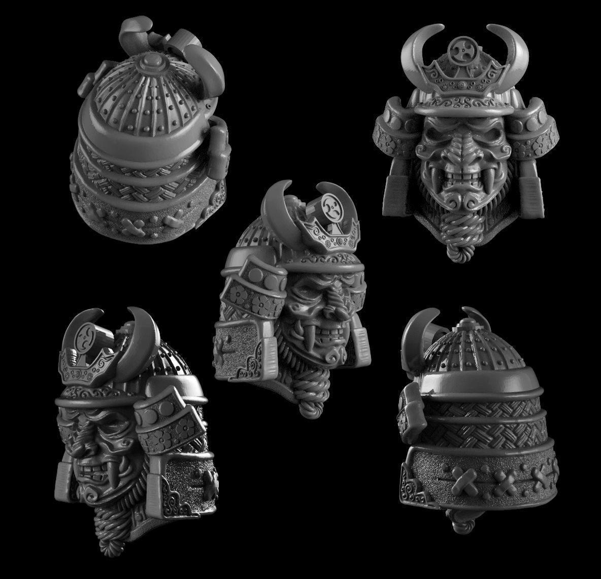 Head samurai Mask 3d model for 3d printing 3D print model 3D model 3D ...