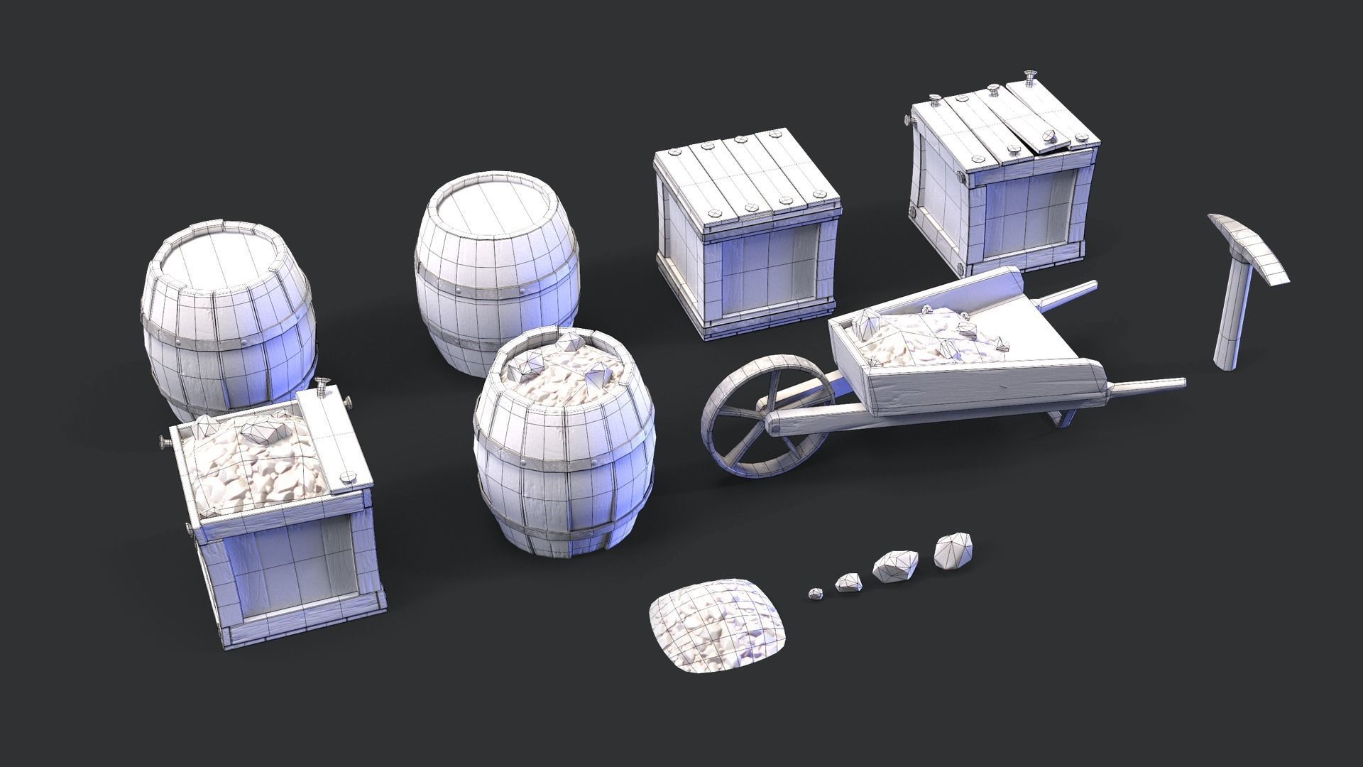 3D model Stylized gold crates and cart VR / AR / low-poly | CGTrader