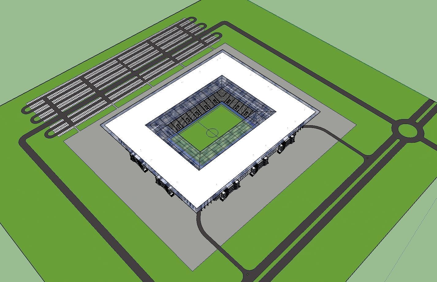 Stadion building in middle of field 3D model | CGTrader