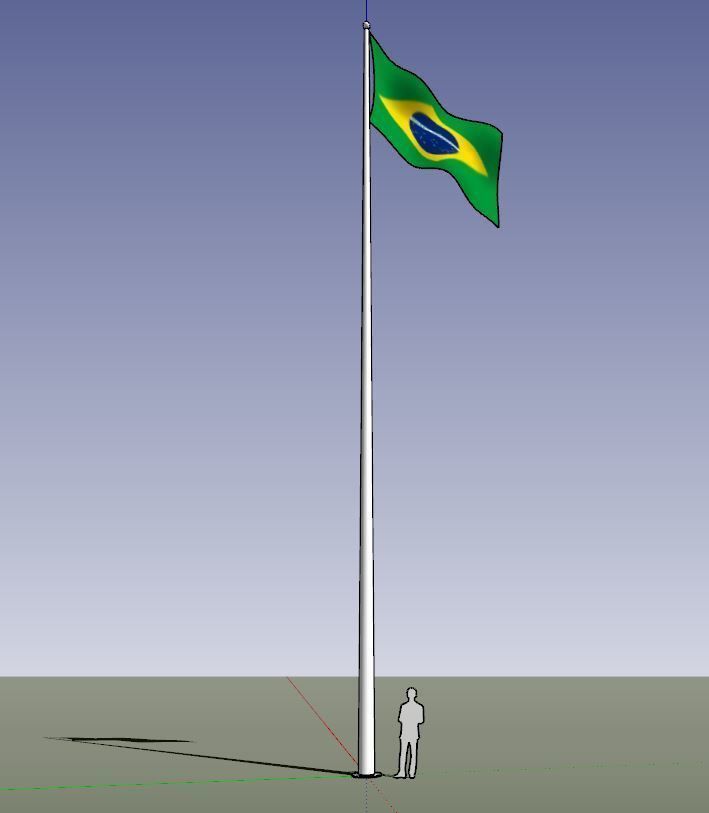 Brazil flag - pole height 15 meters 3D model | CGTrader