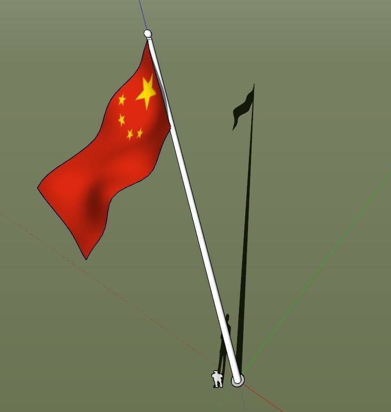 China flag - pole height 15 meters 3D model | CGTrader