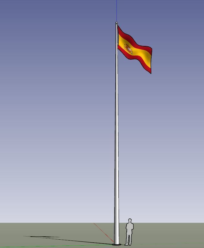 Spain flag - pole height 15 meters 3D model | CGTrader