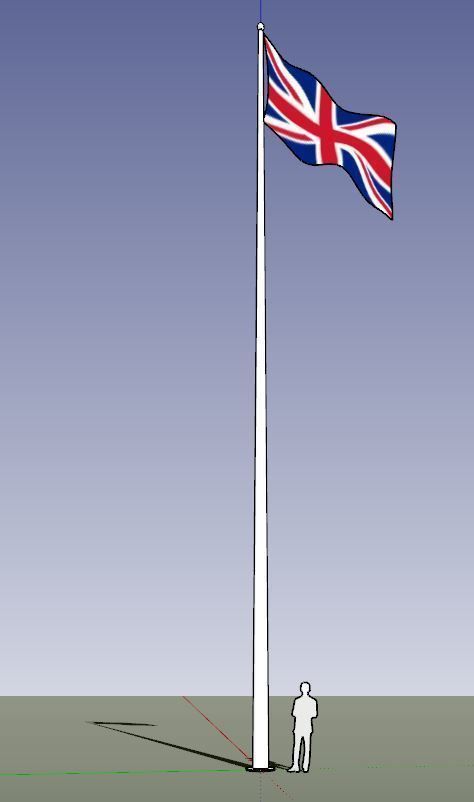 UK flag - pole height 15 meters 3D model | CGTrader