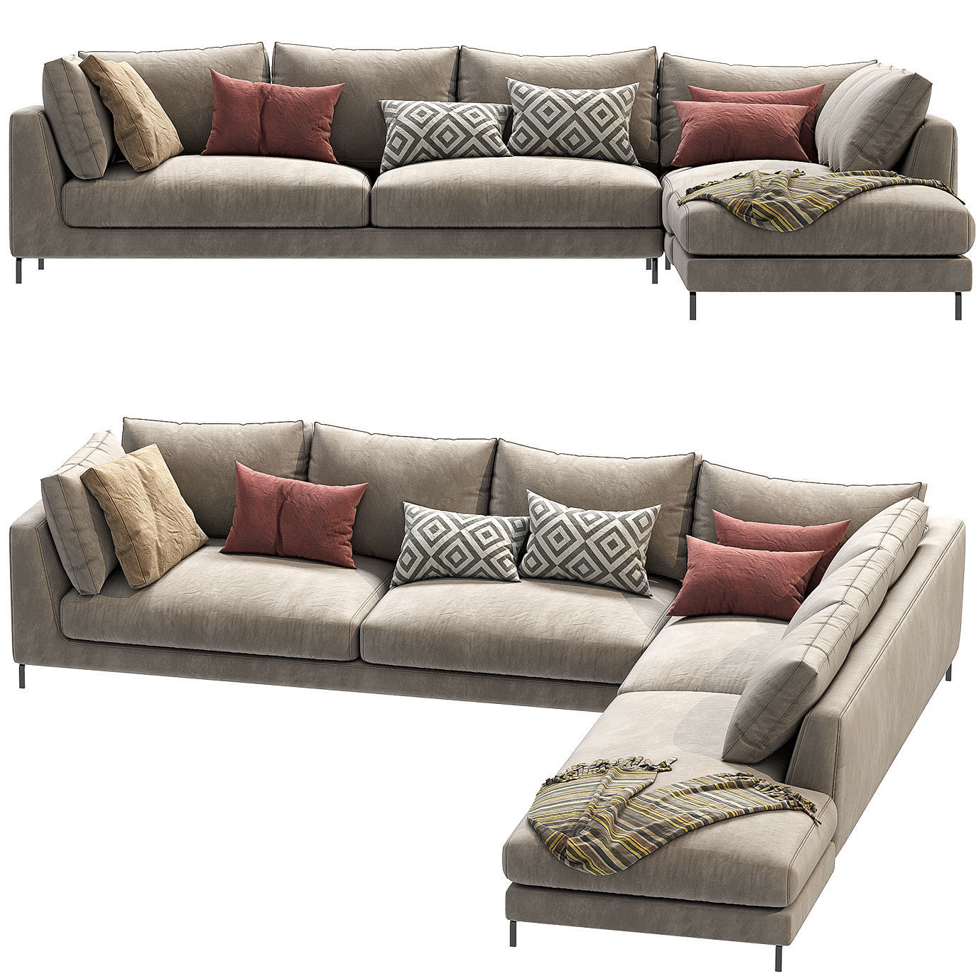 Corner-Sectional-Fabric-Sofa-ray-Sectional-Sofa sectional sof... 3D model | CGTrader