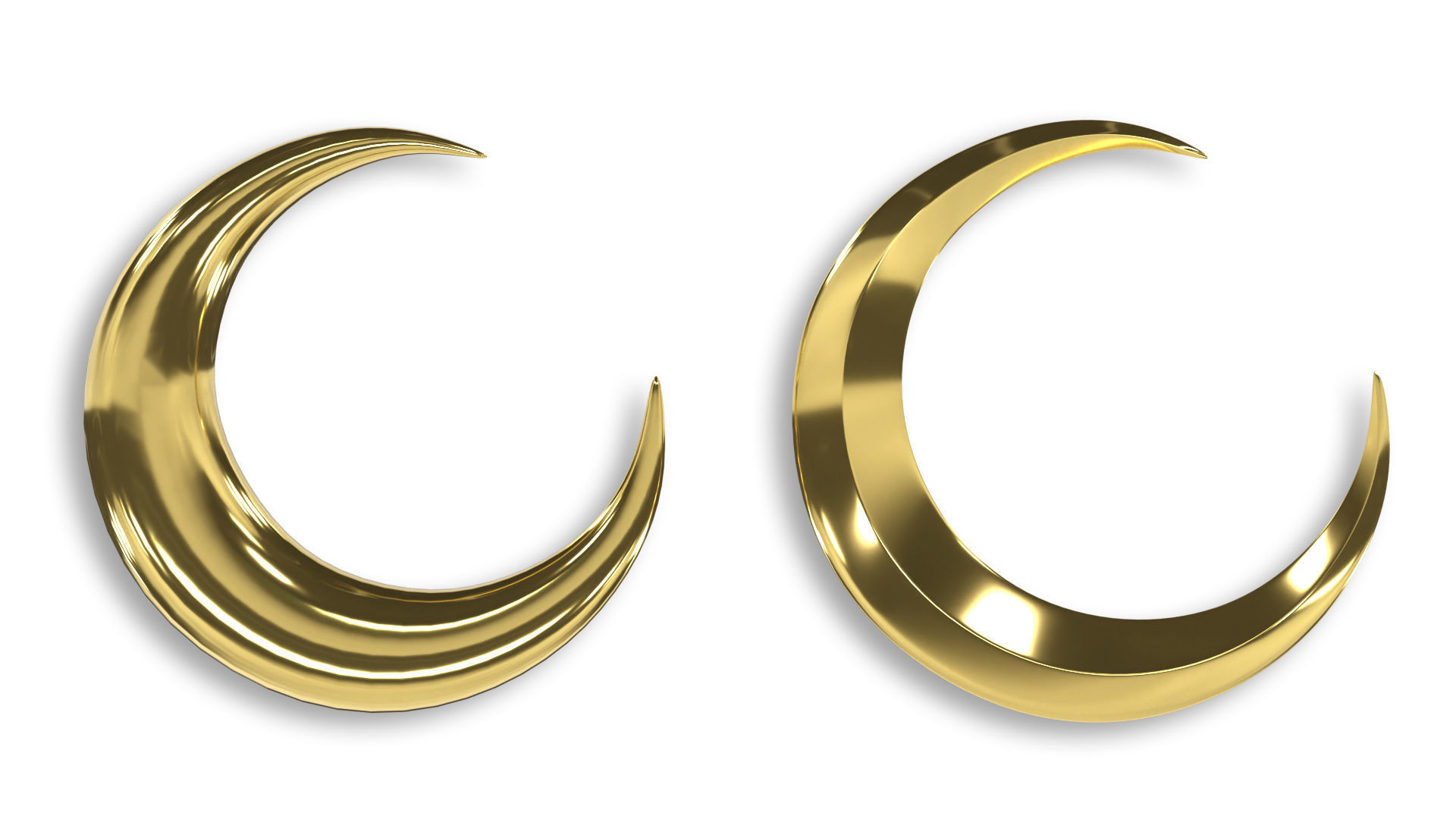 crescent moon gold 3D model | CGTrader