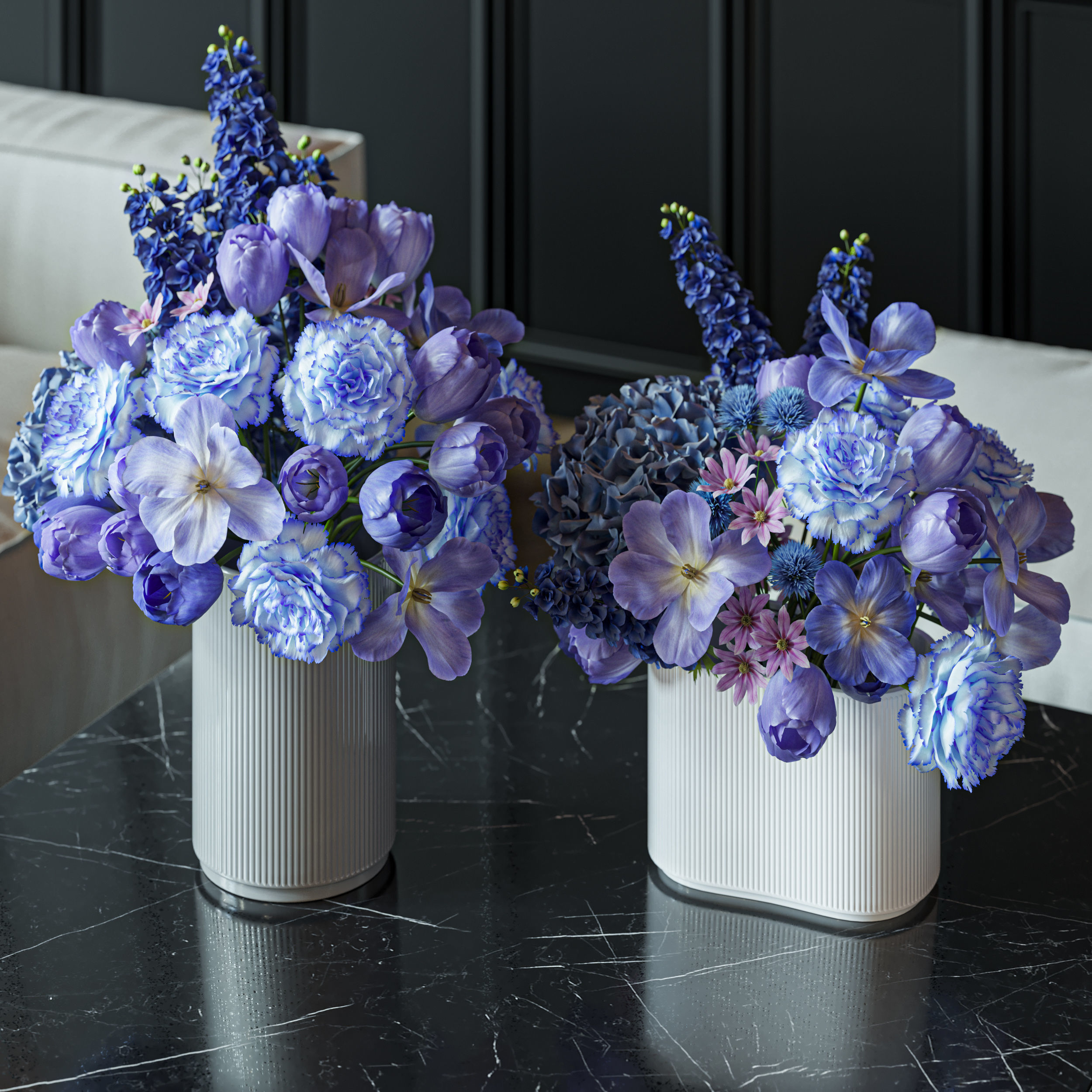 Flower Set 031 Blue Flowers 3D model | CGTrader