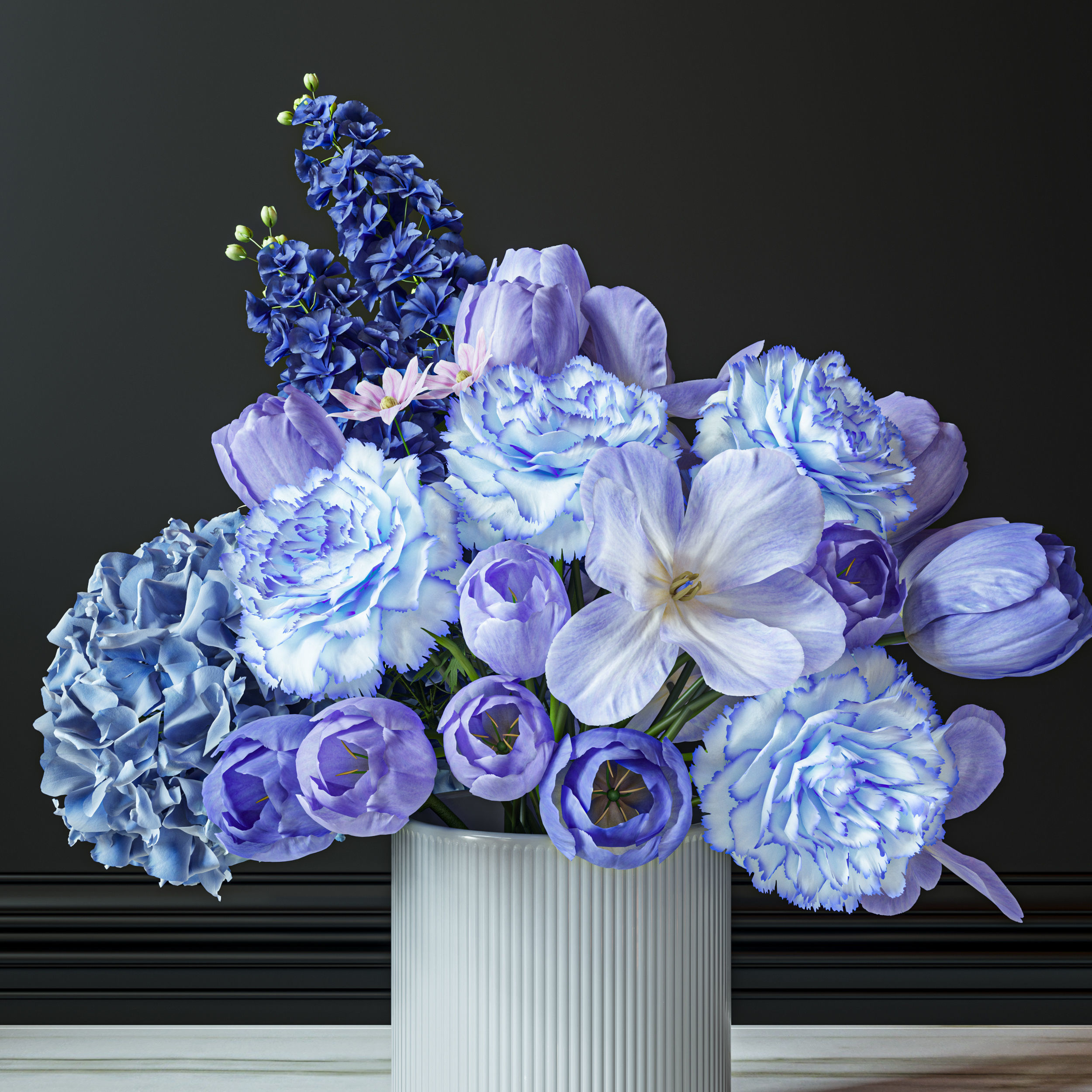 Flower Set 031 Blue Flowers 3D model | CGTrader